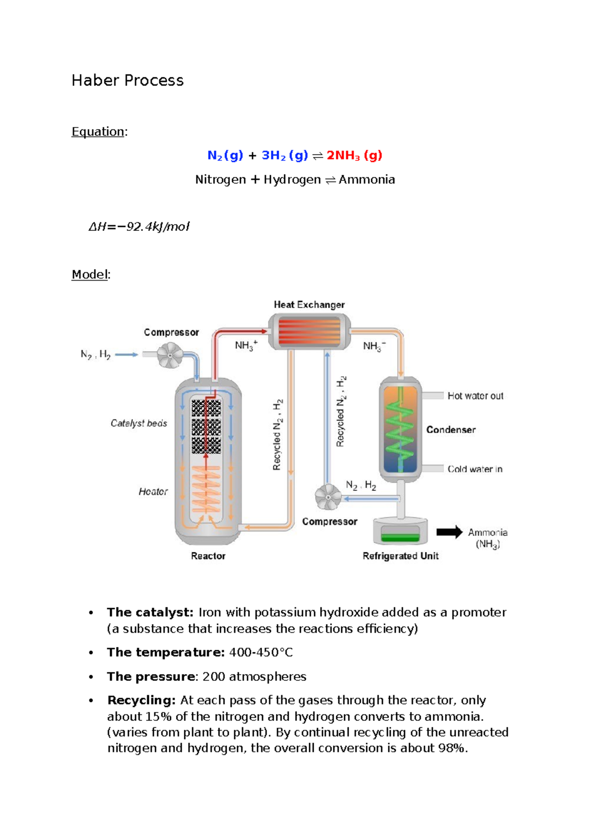 Chem - Haber Process: Equilibrium Factors & Reaction Dynamics - Studocu