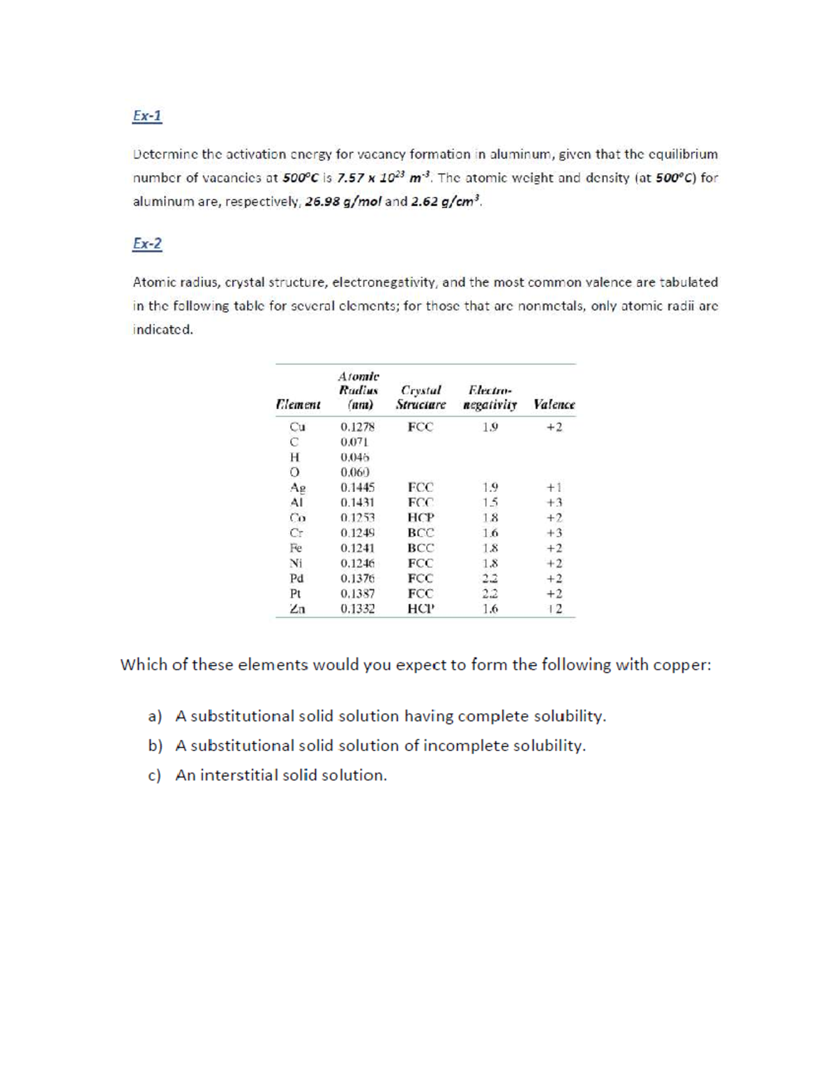 Activation Energy for Vacancy Formation in Al (Exercises-baraa-chap4 ...