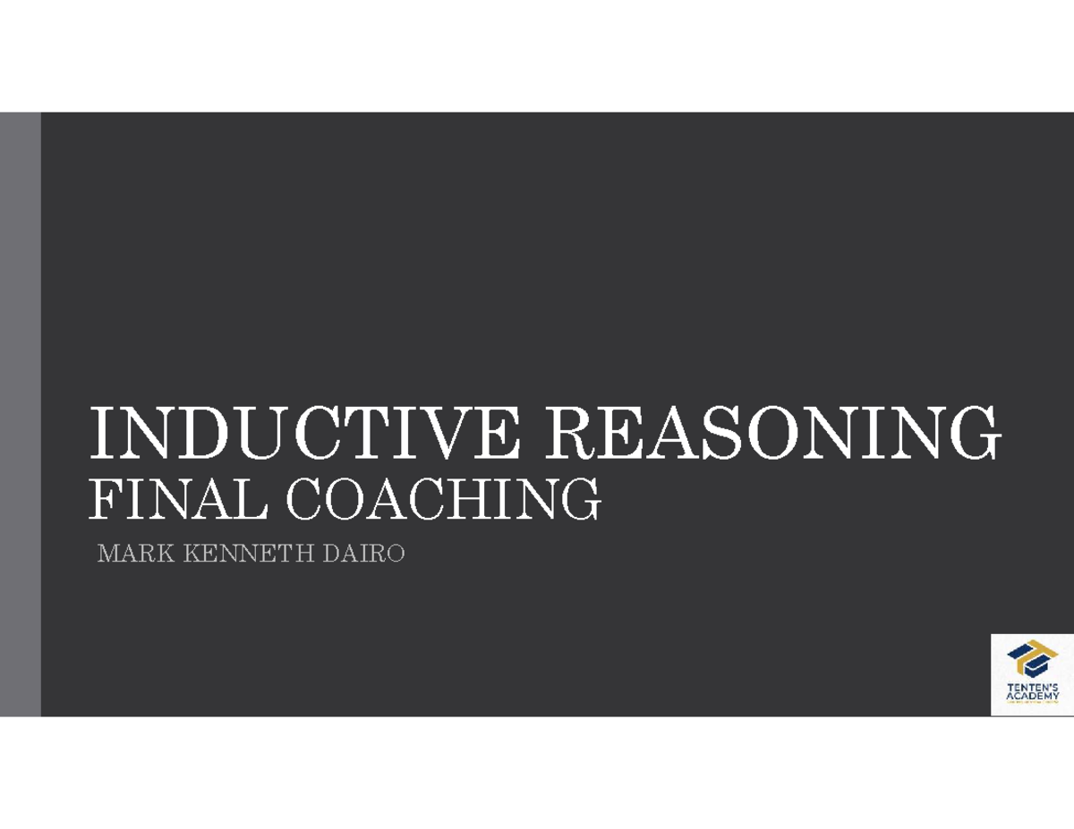 NMATJAN Inductive Reasoning Final Coaching Notes - Studocu