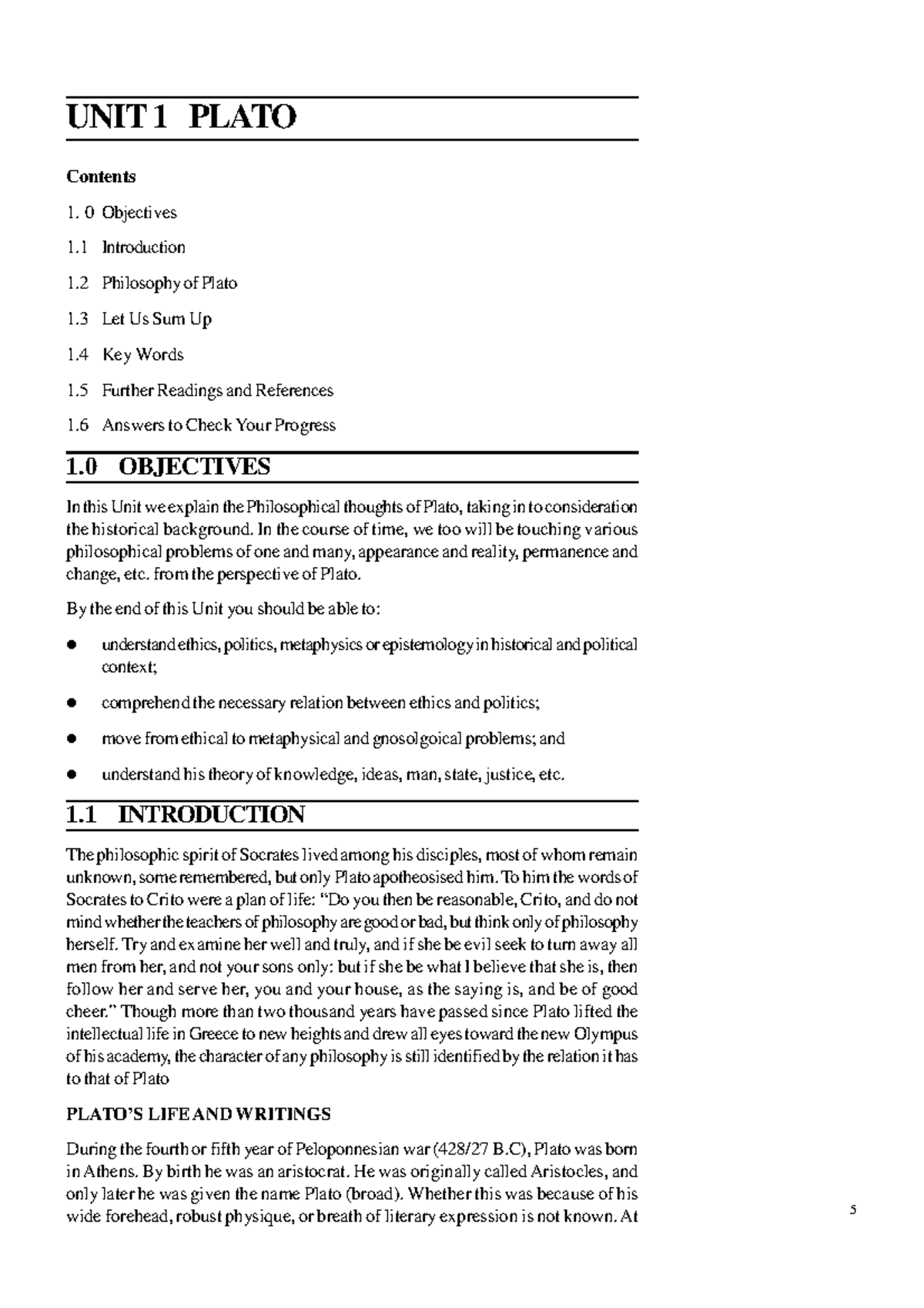 Unit 1: The Philosophy of Plato - Key Concepts and Insights - Studocu