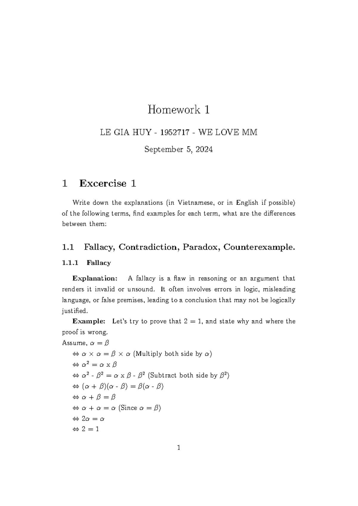 Simple Math Homework Template - Homework 1 LE GIA HUY - 1952717 - WE ...