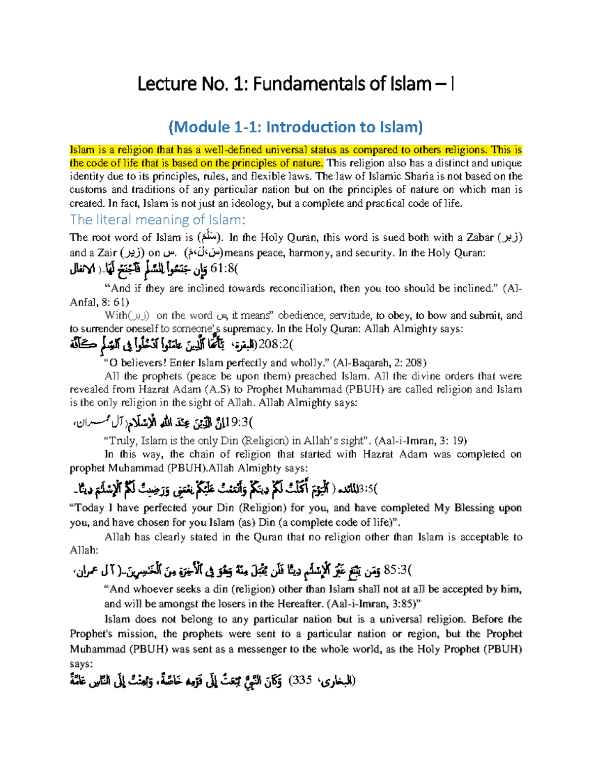 ISL202 Updated Lecture Handouts with BRD Highlights for Study - Studocu