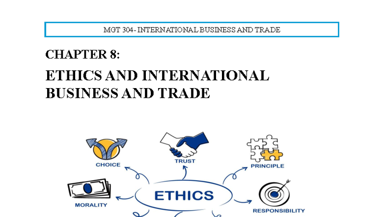 MKT MGT 3101 Chapter 8: Ethics in International Business and Trade ...