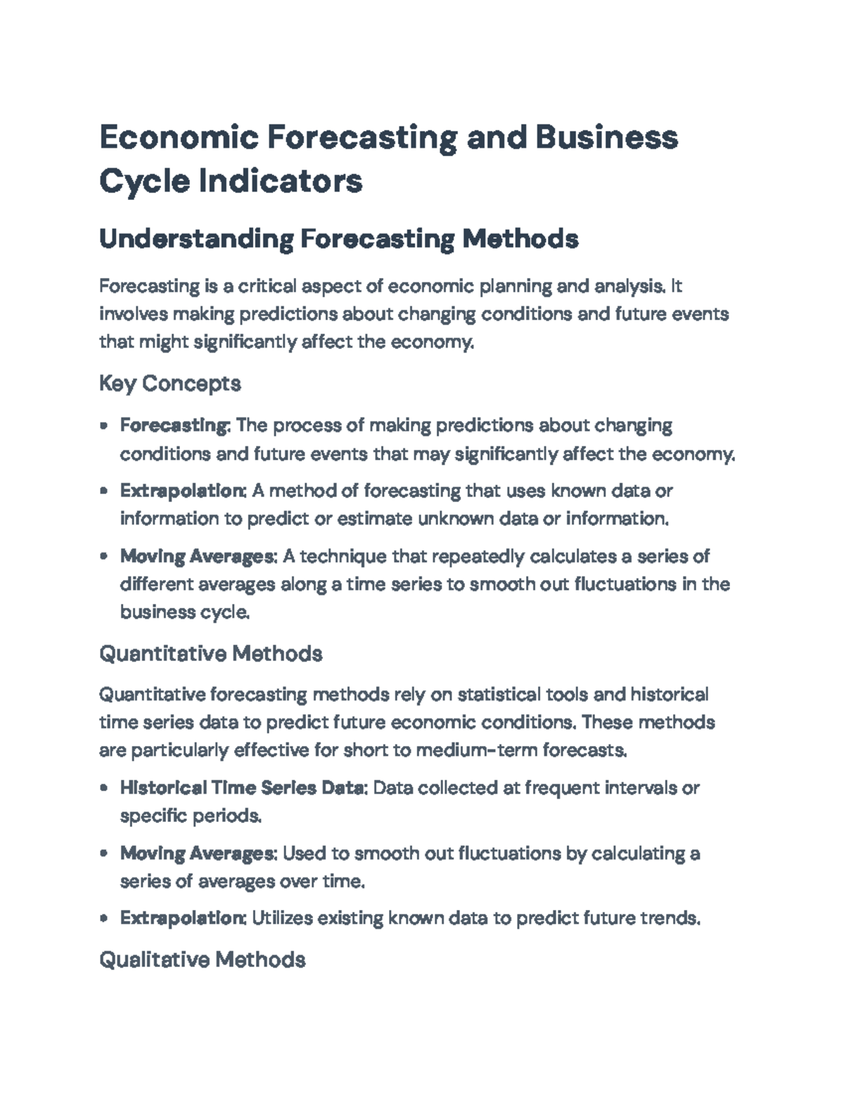Economic Forecasting and Business Cycle Indicators Analysis - Economic ...