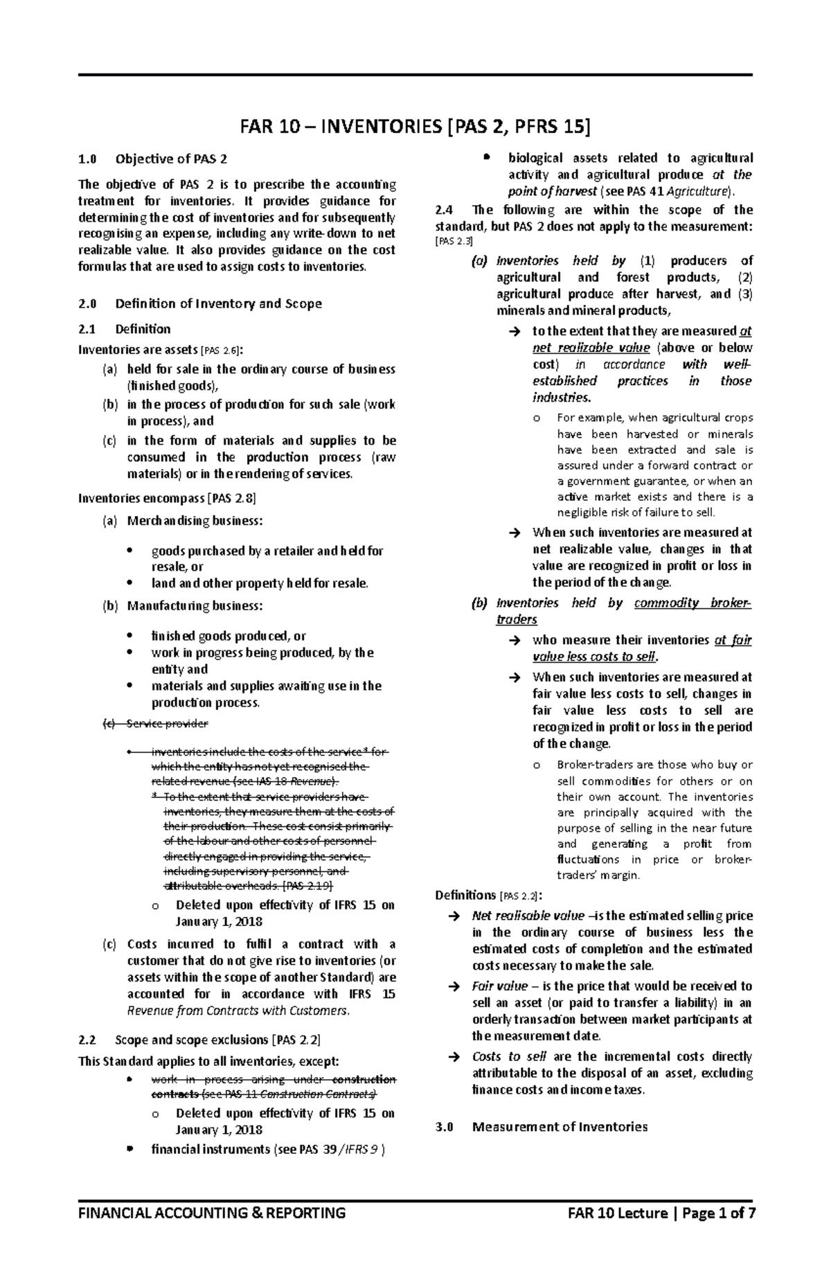 FAR 10 Inventories Lecture - FAR 10 – INVENTORIES [PAS 2, PFRS 15] 1 ...