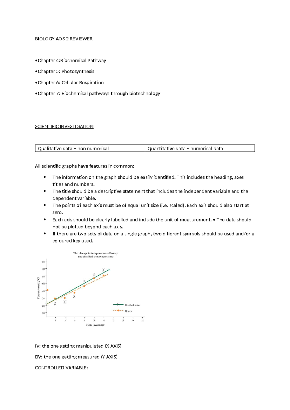 Biology AOS 2 Final Exam Reviewer: Biochemical Pathways & Graphs - Studocu