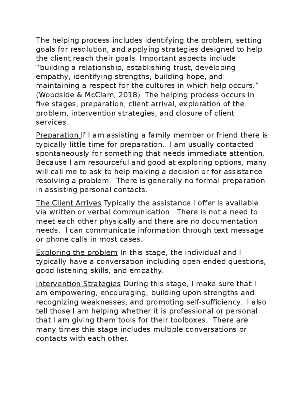 5-1 - Module 5 - The helping process includes identifying the problem ...