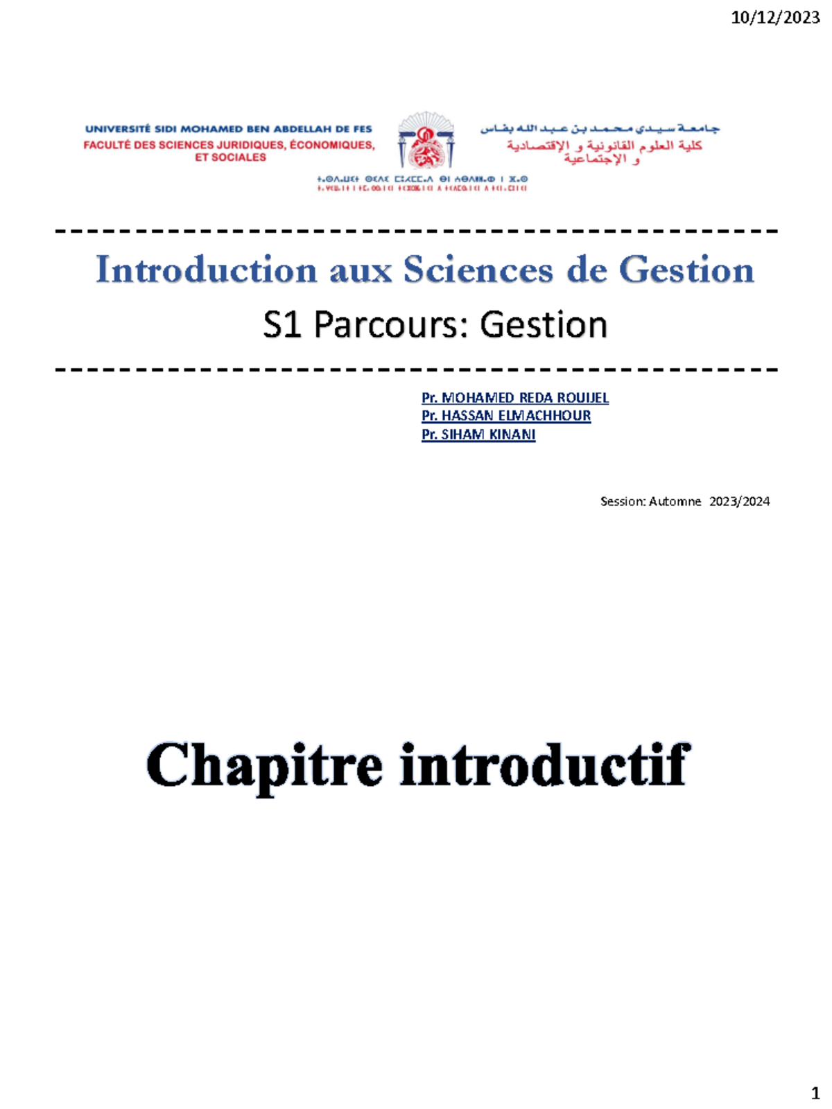 Introduction aux Sciences de Gestion - Cours Complet (2023/2024) - Studocu
