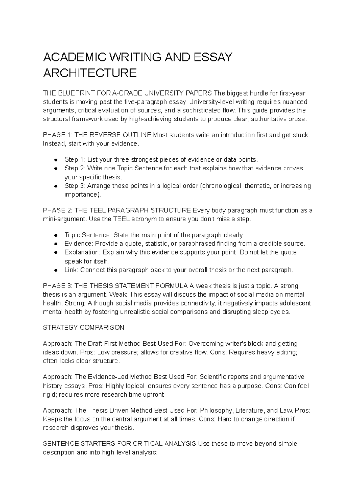 Academic Writing & Essay Architecture: A Guide for University Papers ...
