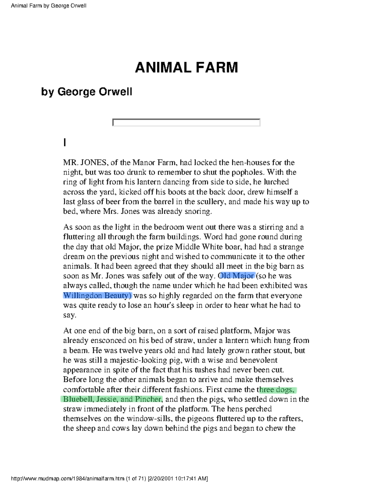 ANIMAL FARM - A Study Guide on George Orwell's Classic Story - Studocu
