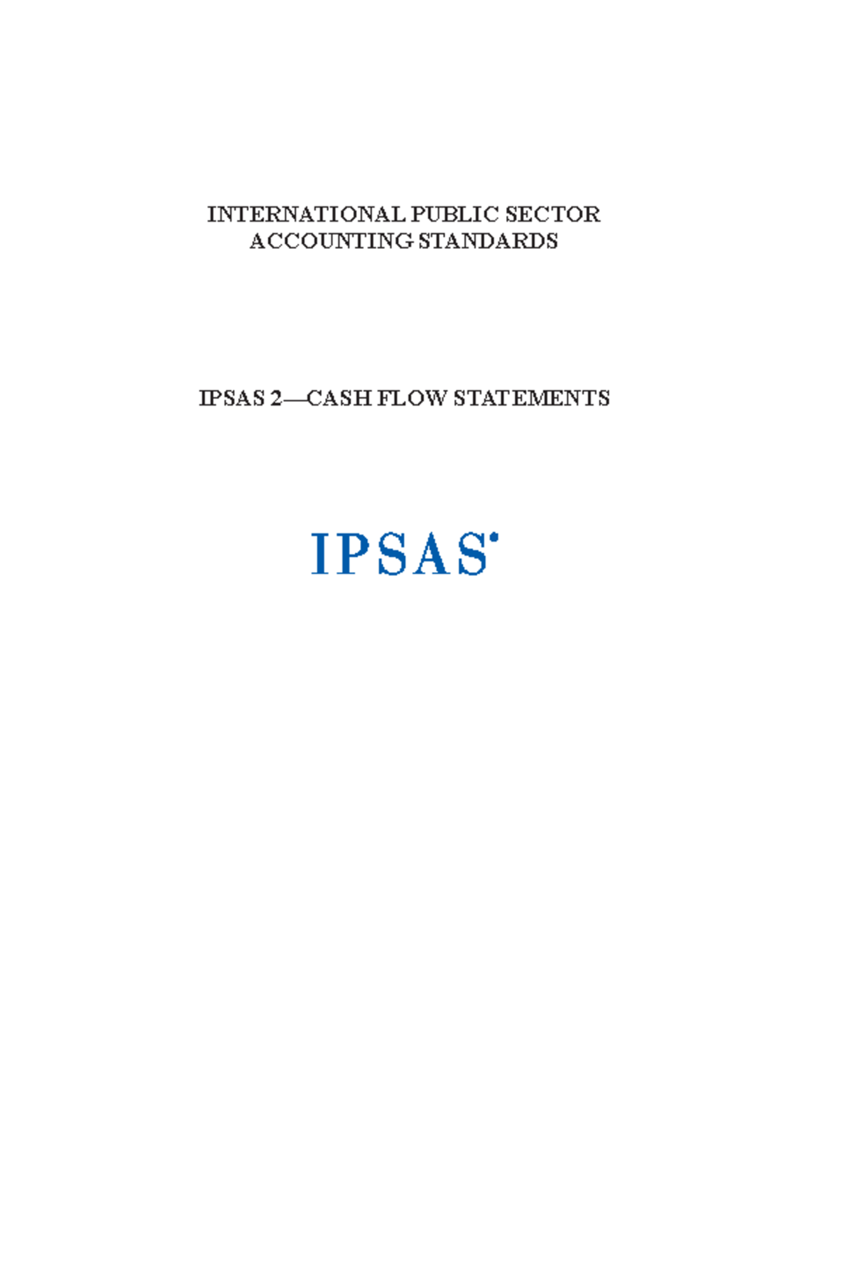 A11 - IPSAS 2: Cash Flow Statements Overview and Amendments - Studocu