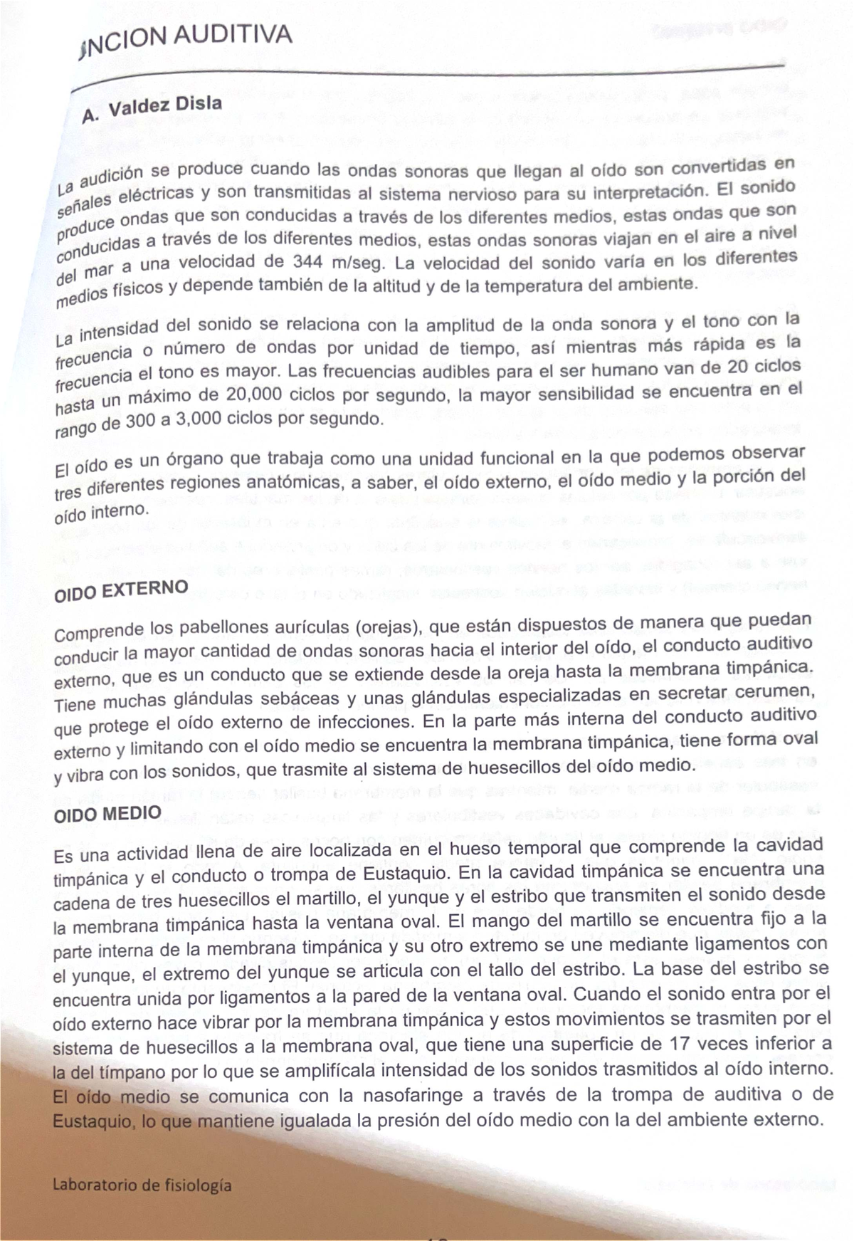 INCION AUDITIVA - Práctica de la Audición y Estructura del Oído - Studocu