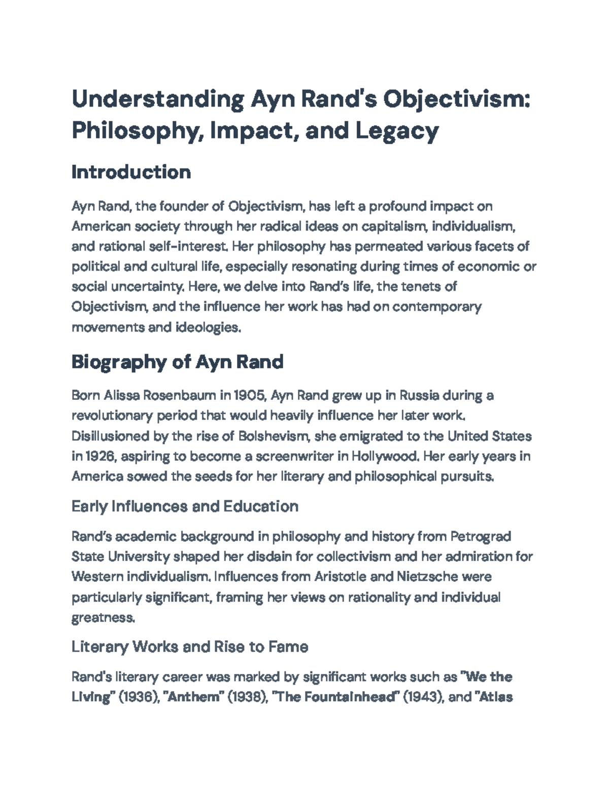 Understanding Ayn Rand's Objectivism: Concepts, Impact & Legacy ...