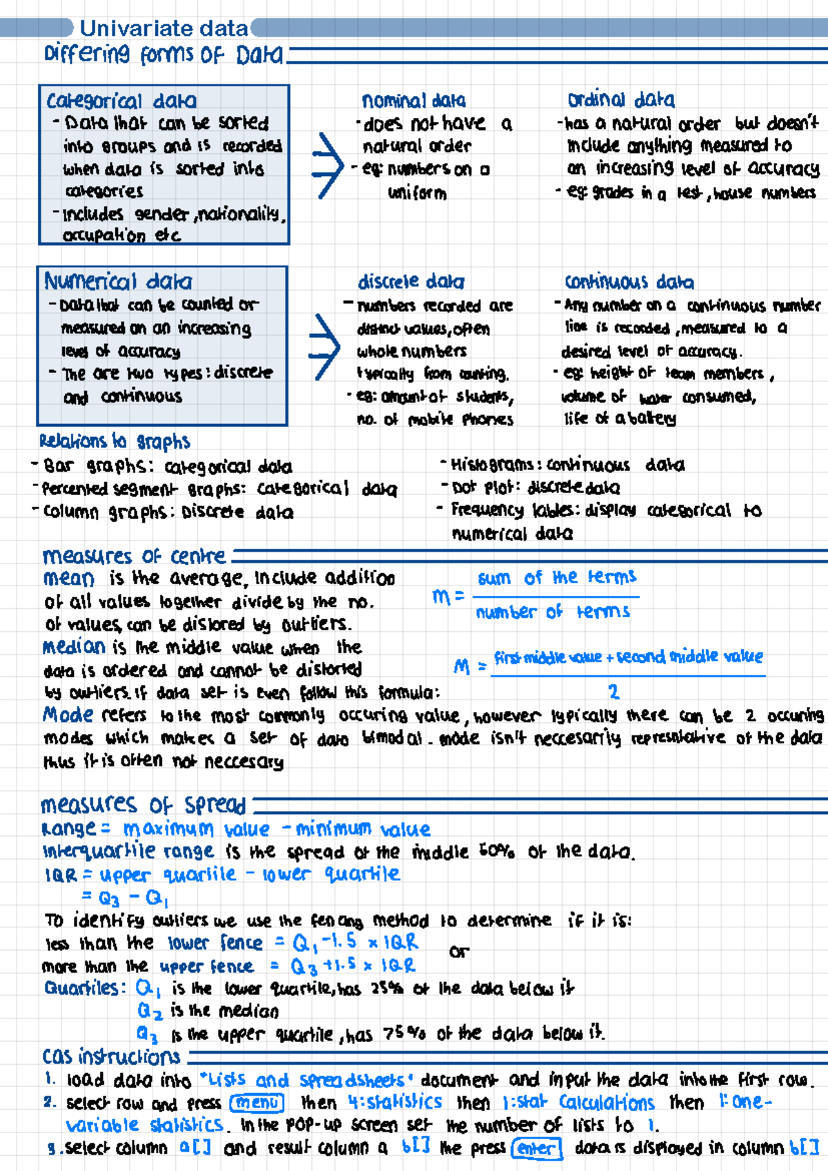 Unit 3 General Maths: Univariate and Bivariate Data Study Notes - Studocu