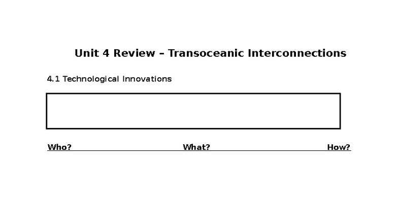 Unit 4 Review: Transoceanic Interconnections (1450-1750) - Studocu