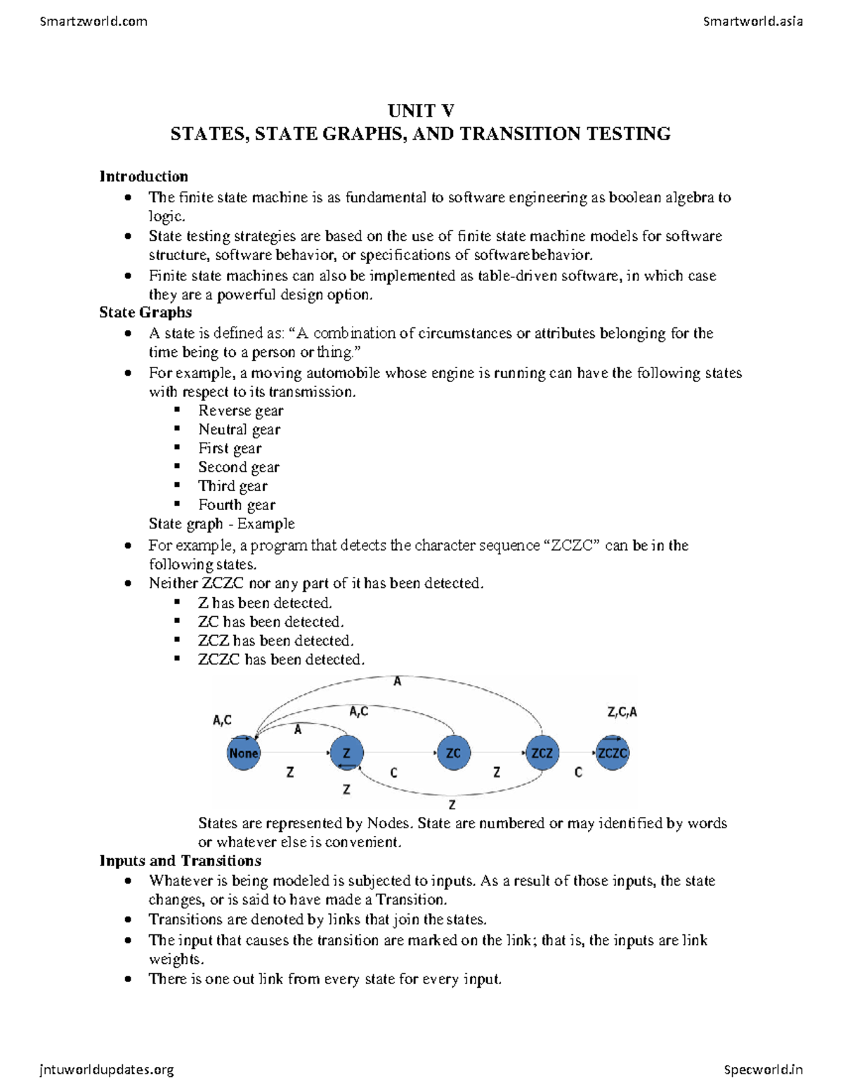 Software Testing Methodologies: Unit V - States, Graphs & Transition ...