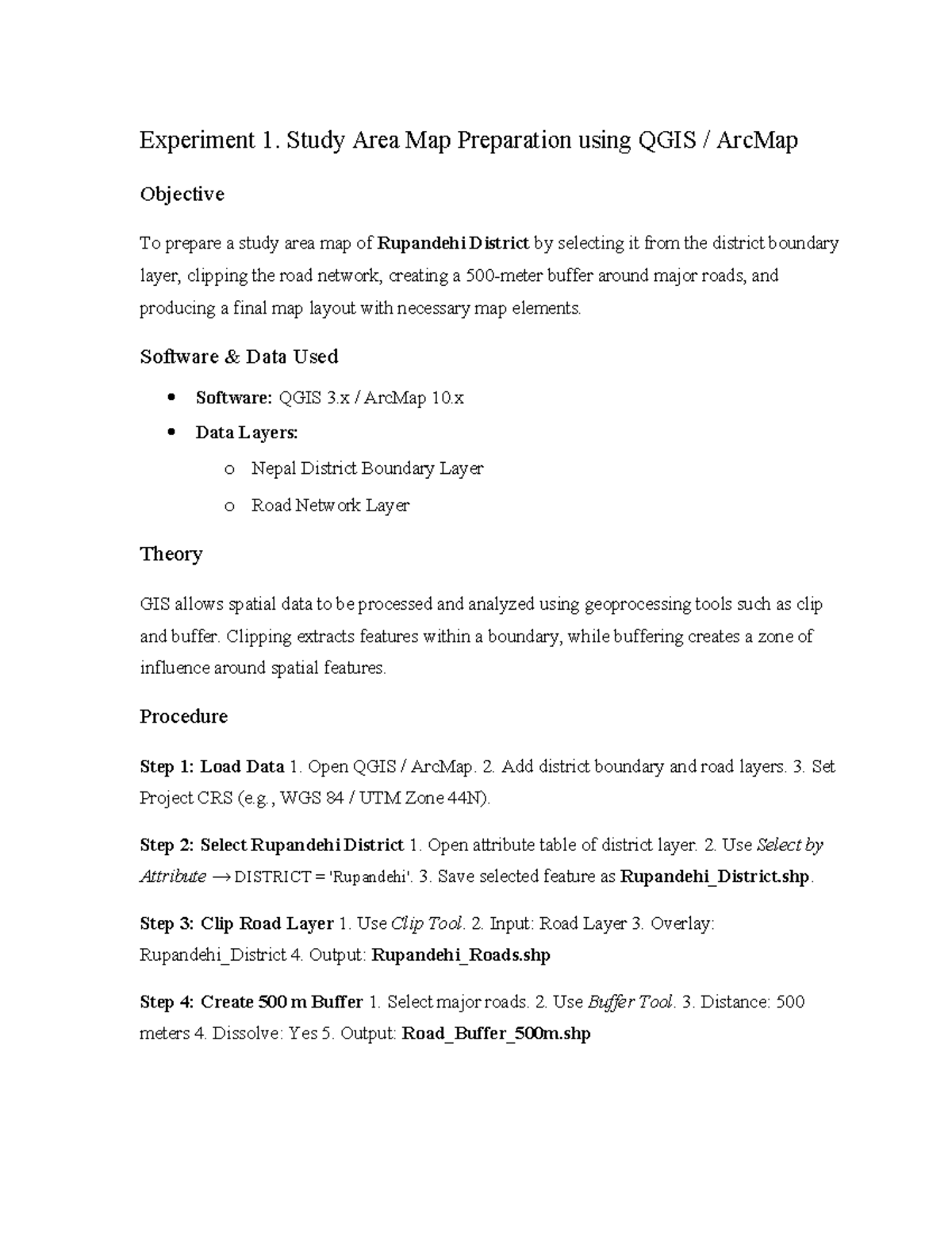 GIS Lab Report: Study Area Map Prep & Layering Techniques - CSIT 8th ...