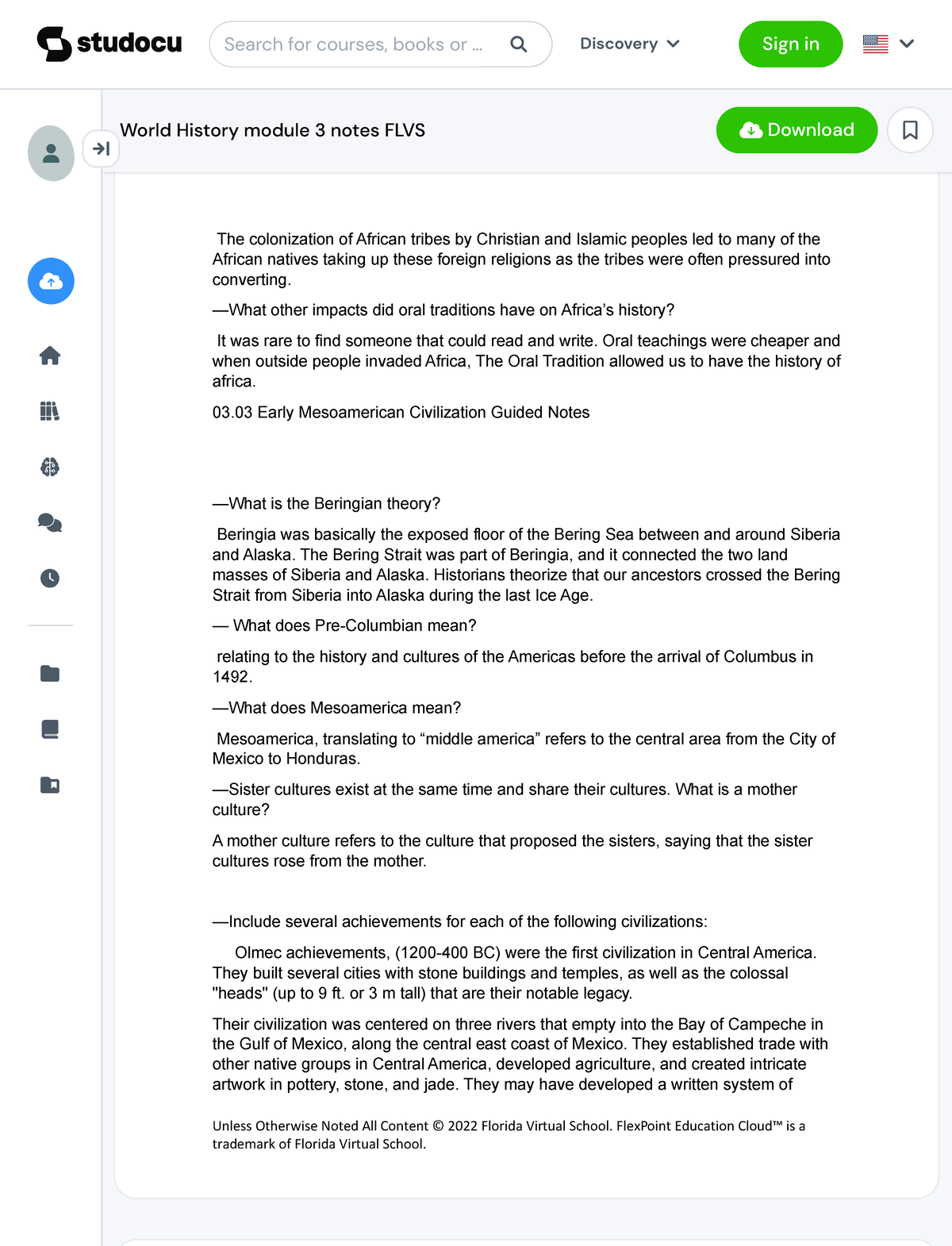 World History Module 3 Notes FLVS - West African Kingdoms & Mesoamerica ...