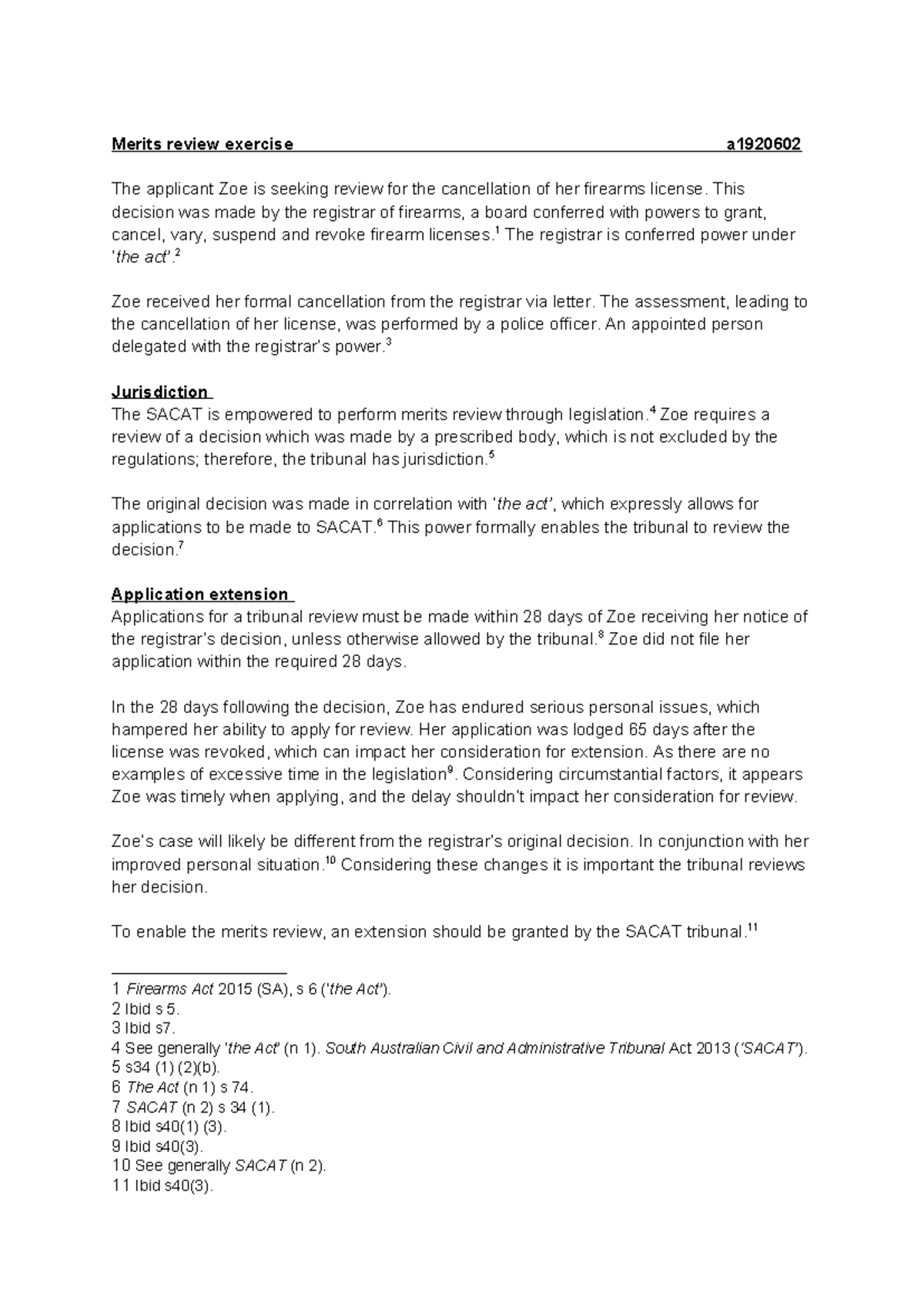 Merits Review Assignment: Firearms License Cancellation Case A1920602 ...