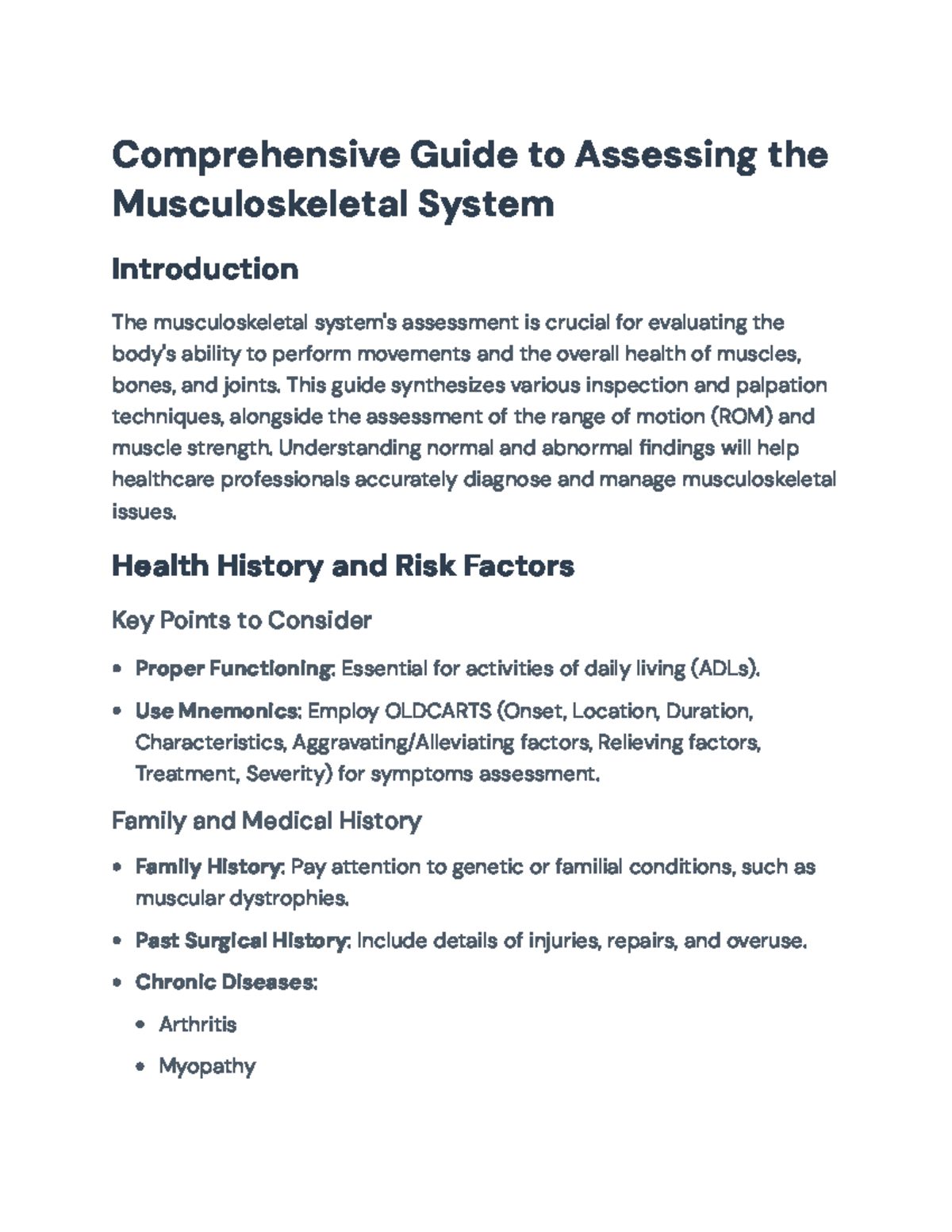 Comprehensive Musculoskeletal Assessment Techniques (Course Code: HLS ...