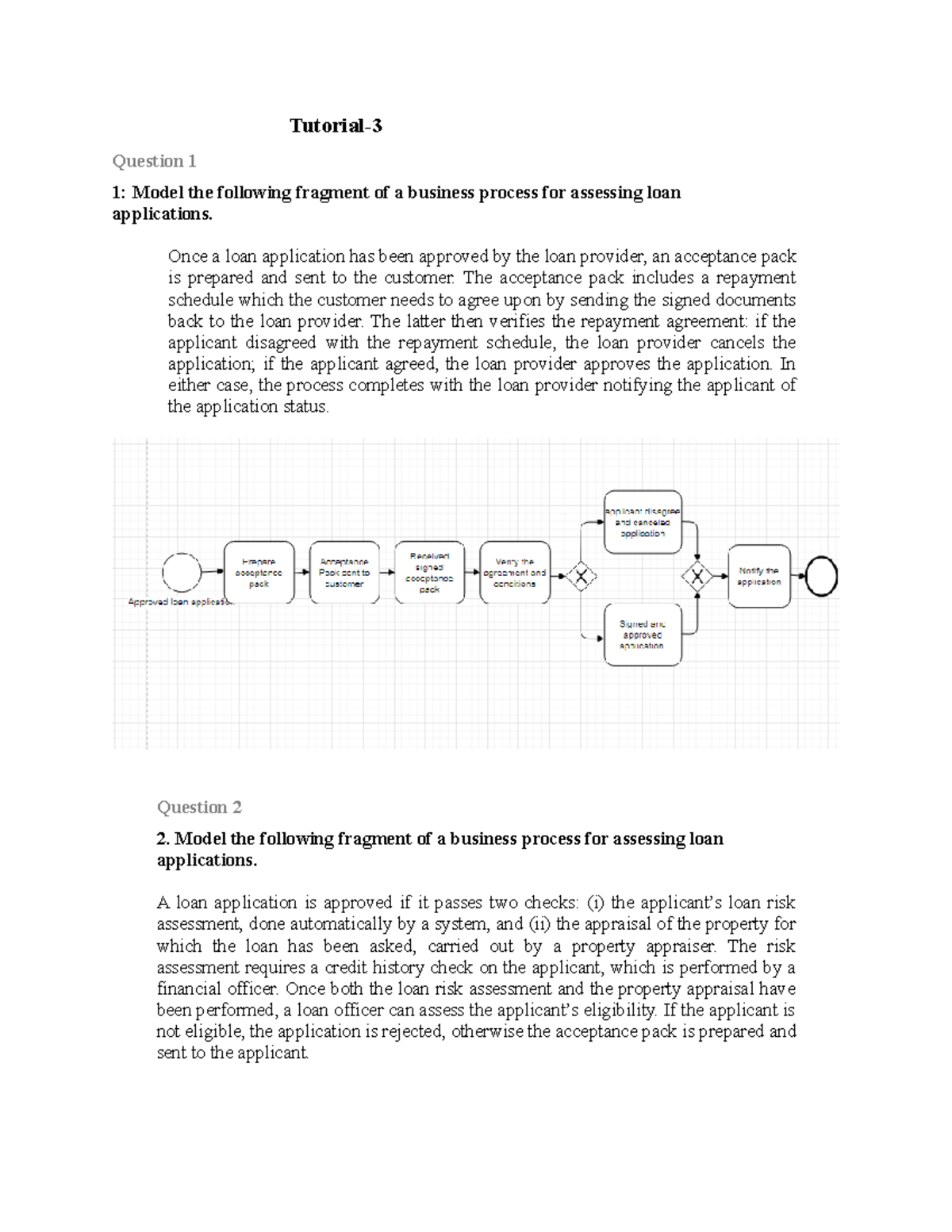 WEEK 3 Tutorial - Business Process Modeling for Loan Applications - Studocu