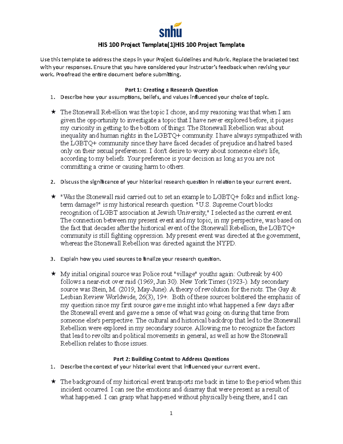 HIS 100 Project Template: Steps for Historical Research Success - Studocu