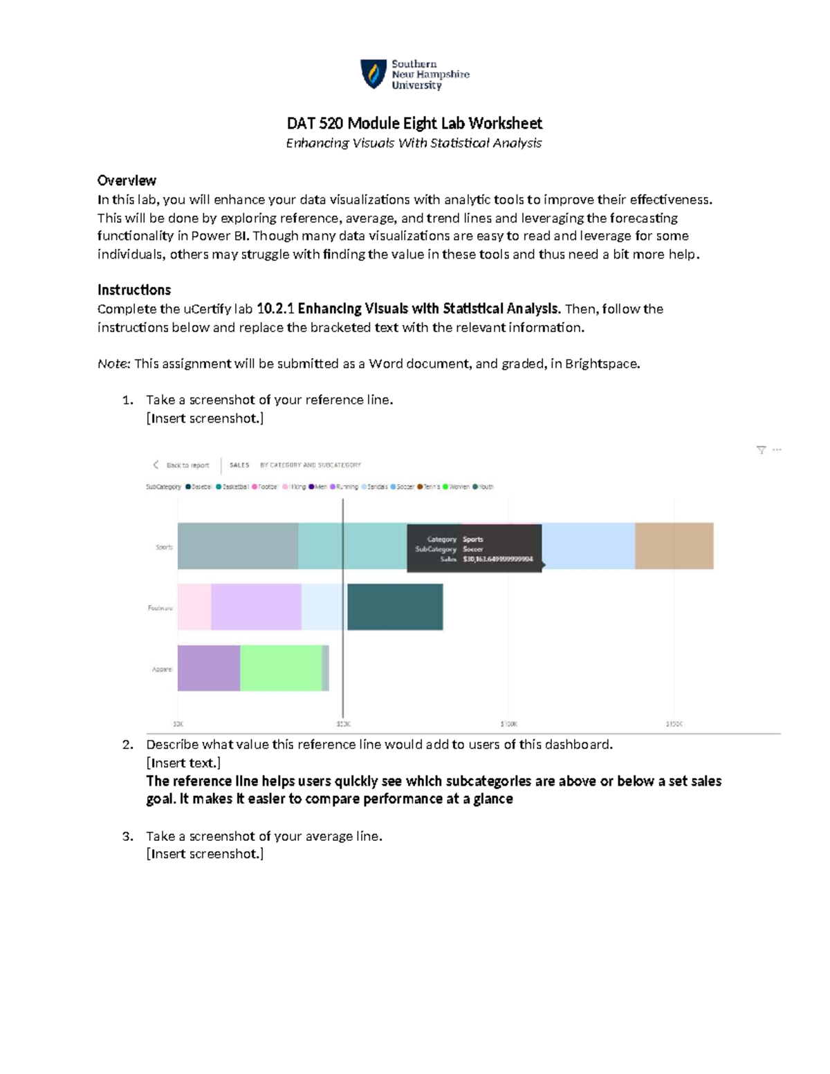 DAT 520 Module 8 Lab Worksheet: Enhancing Visuals with Stats Analysis ...