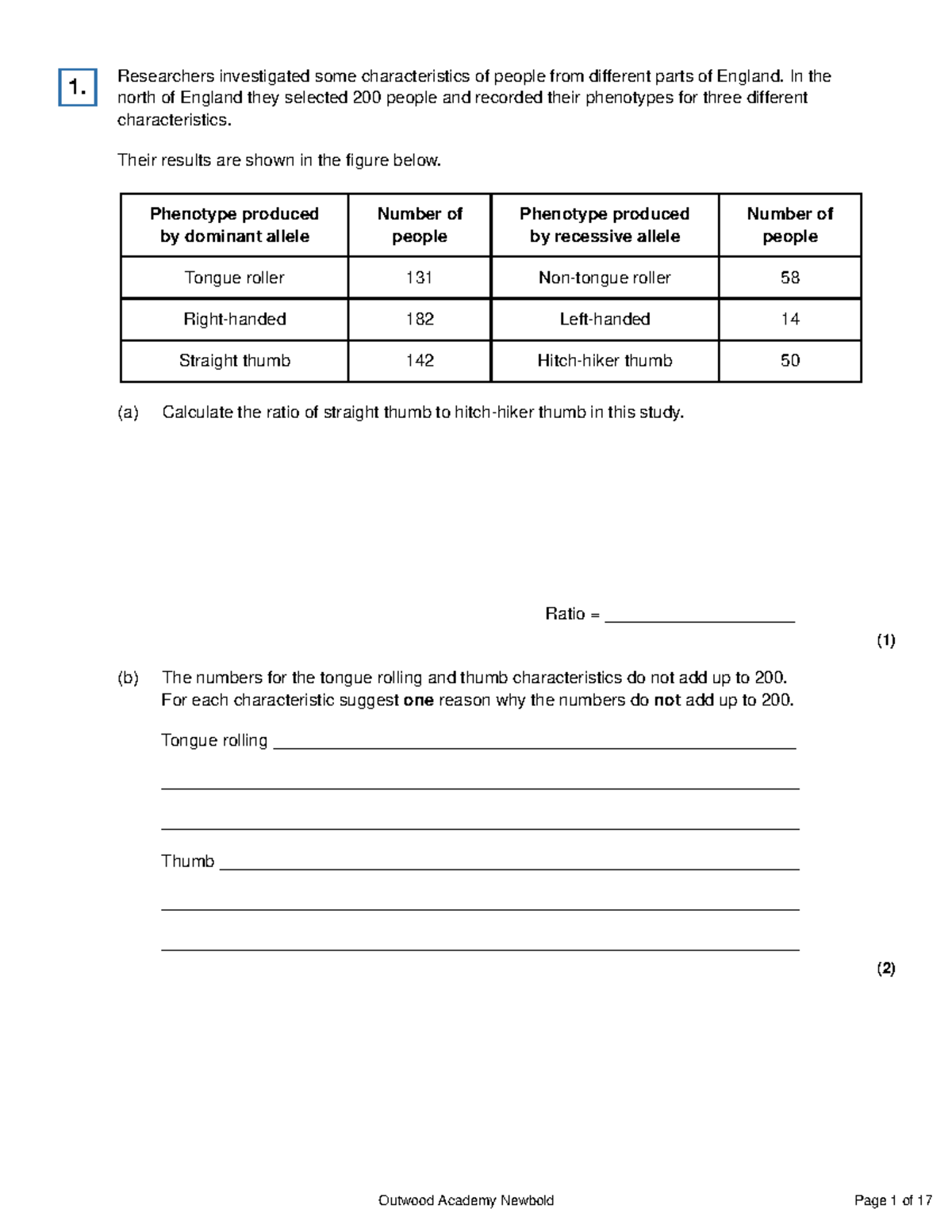 Inheritance Study Notes (Biology 1) - Studocu
