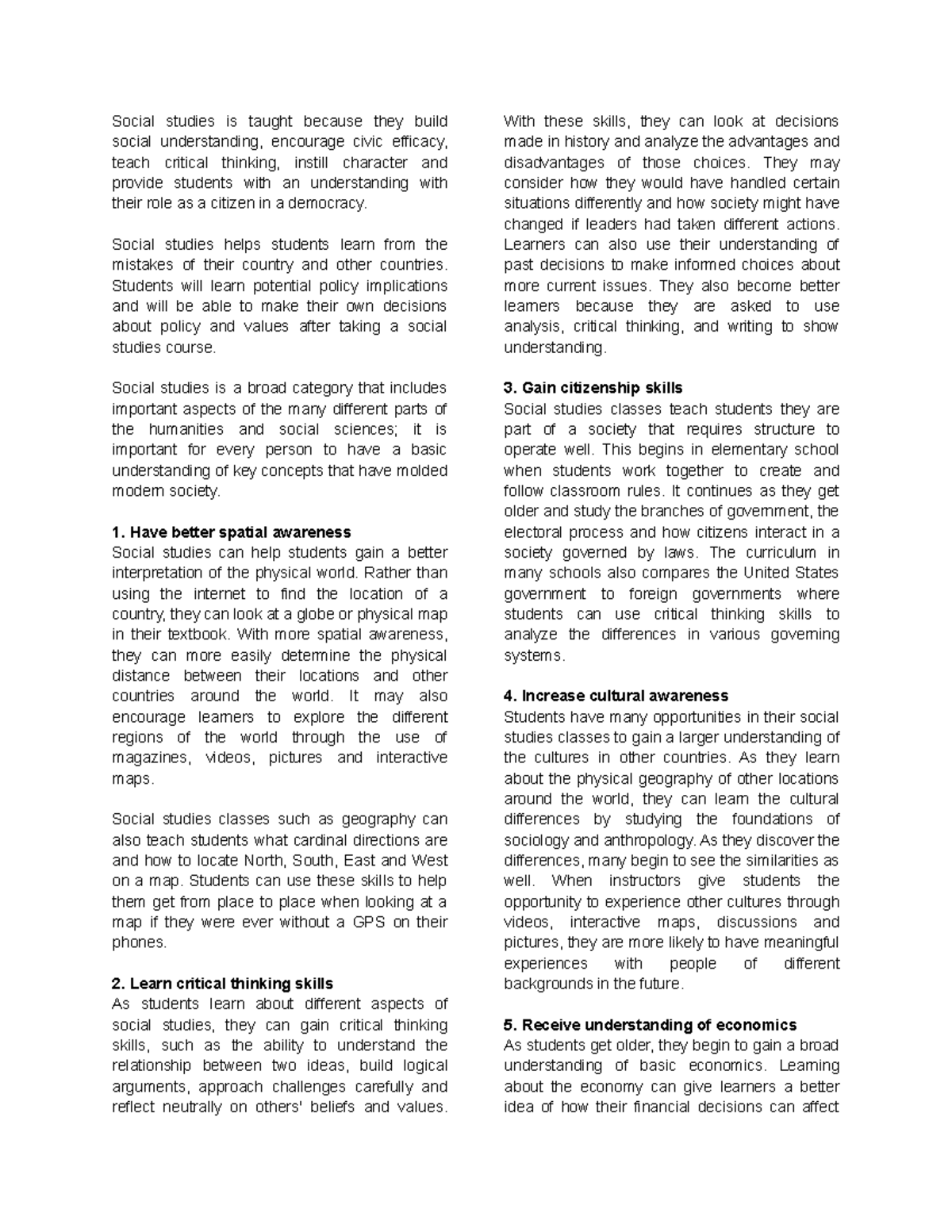 Teaching AP Midterms Reviewer - Social studies is taught because they build social understanding ...