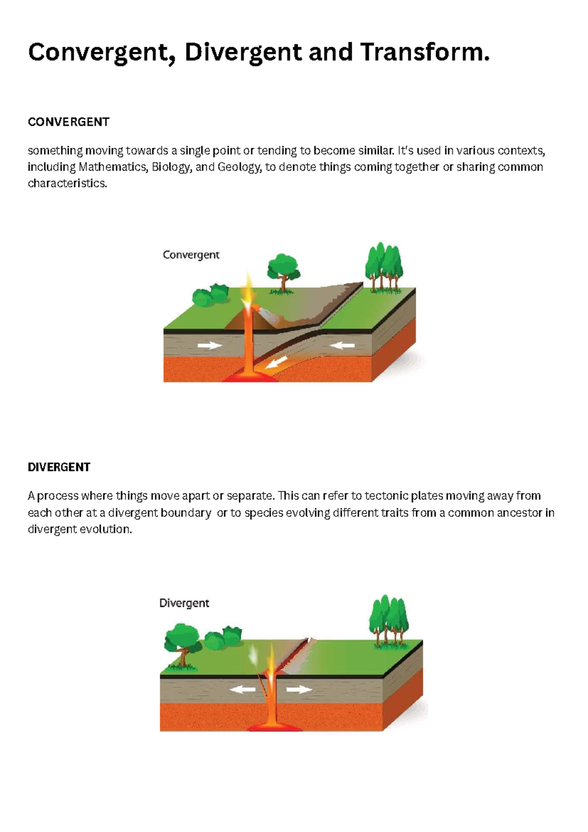 Convergent, Divergent & Transform Boundaries Overview - Studocu