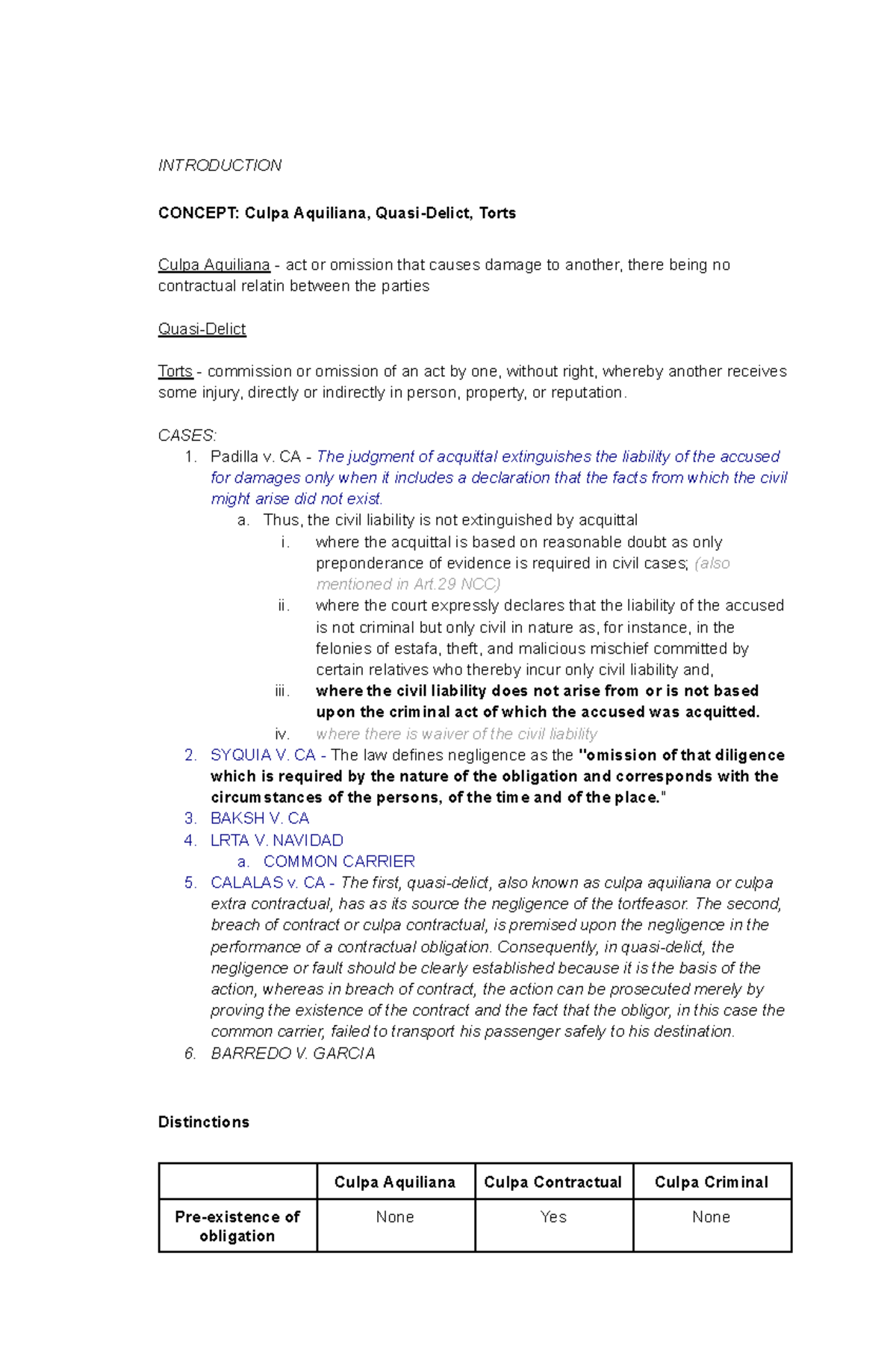 Torts Midterm Review - Key Concepts & Case Highlights - Studocu