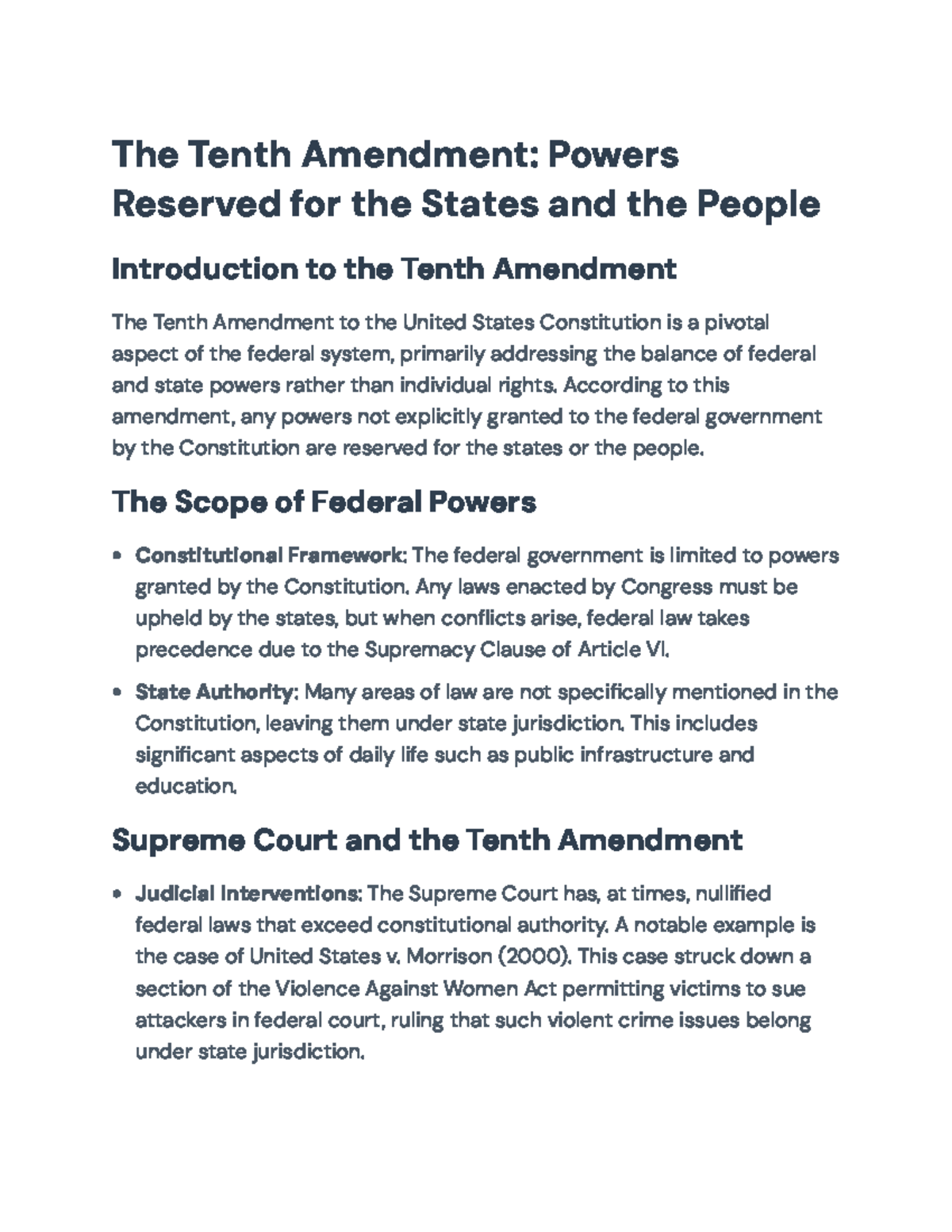 Tenth Amendment: Balancing Federal and State Powers in the U.S. - The ...