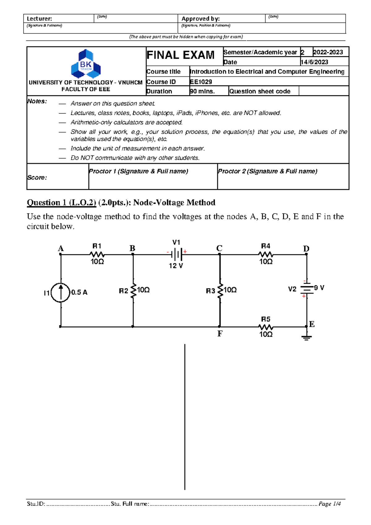 222-EE1029-Final Exam: Introduction to Electrical & Computer ...