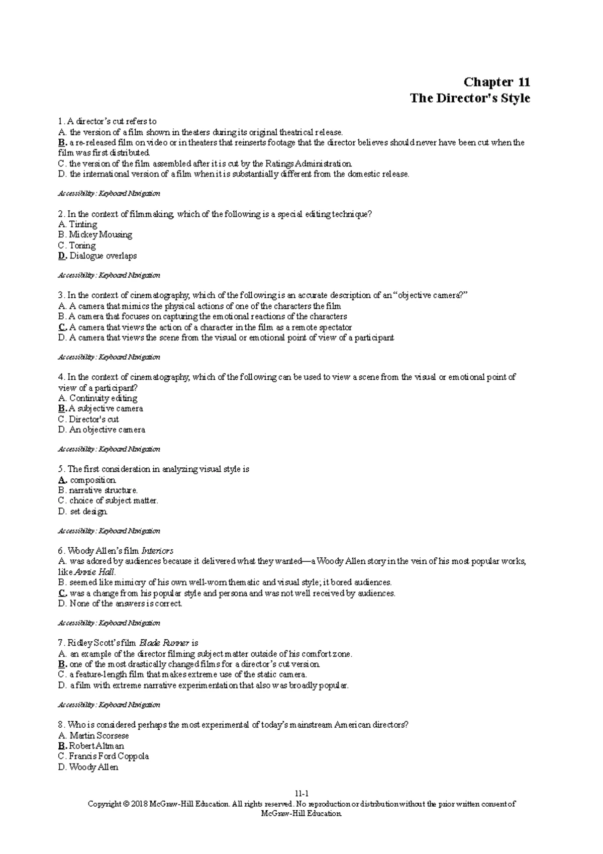 Chapter 11 The Director's Style - the version of a film shown in ...