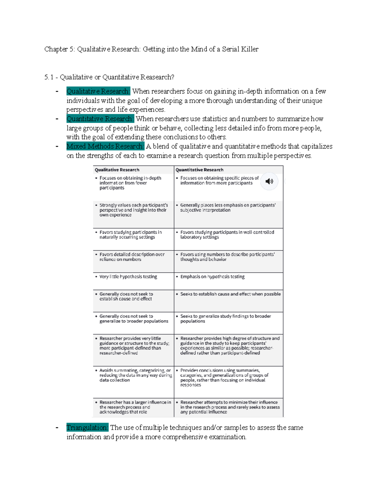 Ch. 5 Textbook Summary - Qualitative Research - Chapter 5: Qualitative ...