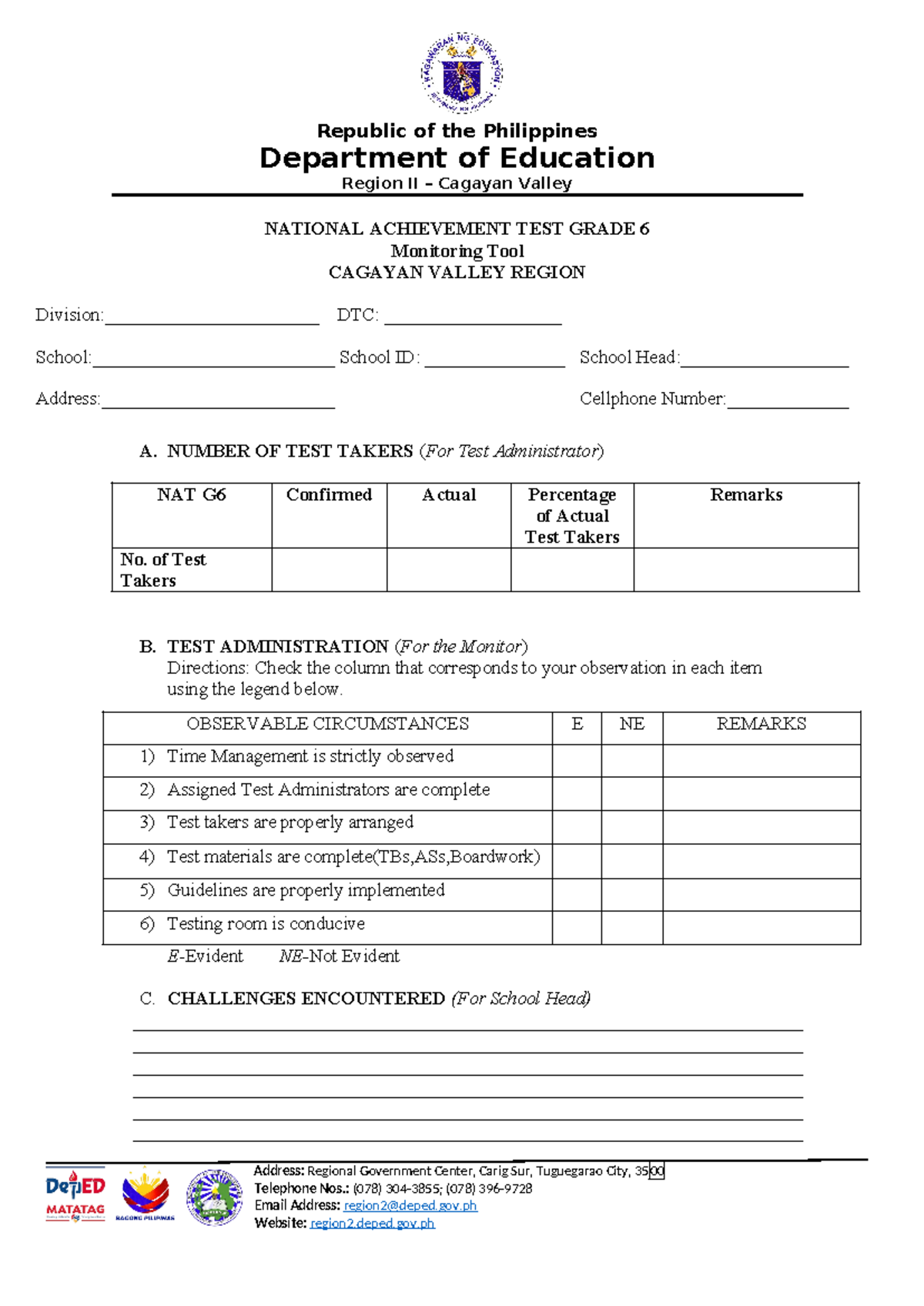 NAT6-Grade 6 National Achievement Test Monitoring Tool Overview - Studocu
