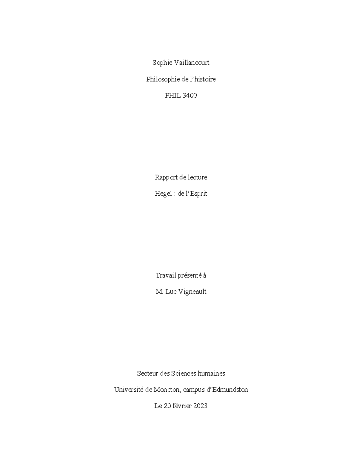 Rapport de lecture-Vaillancourt - Sophie Vaillancourt Philosophie de l ...