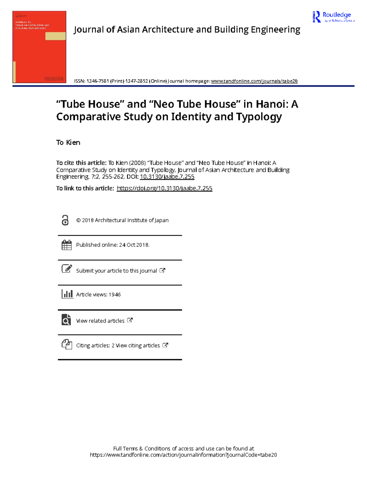 Tube House vs. Neo Tube House in Hanoi: A Comparative Study on Identity ...
