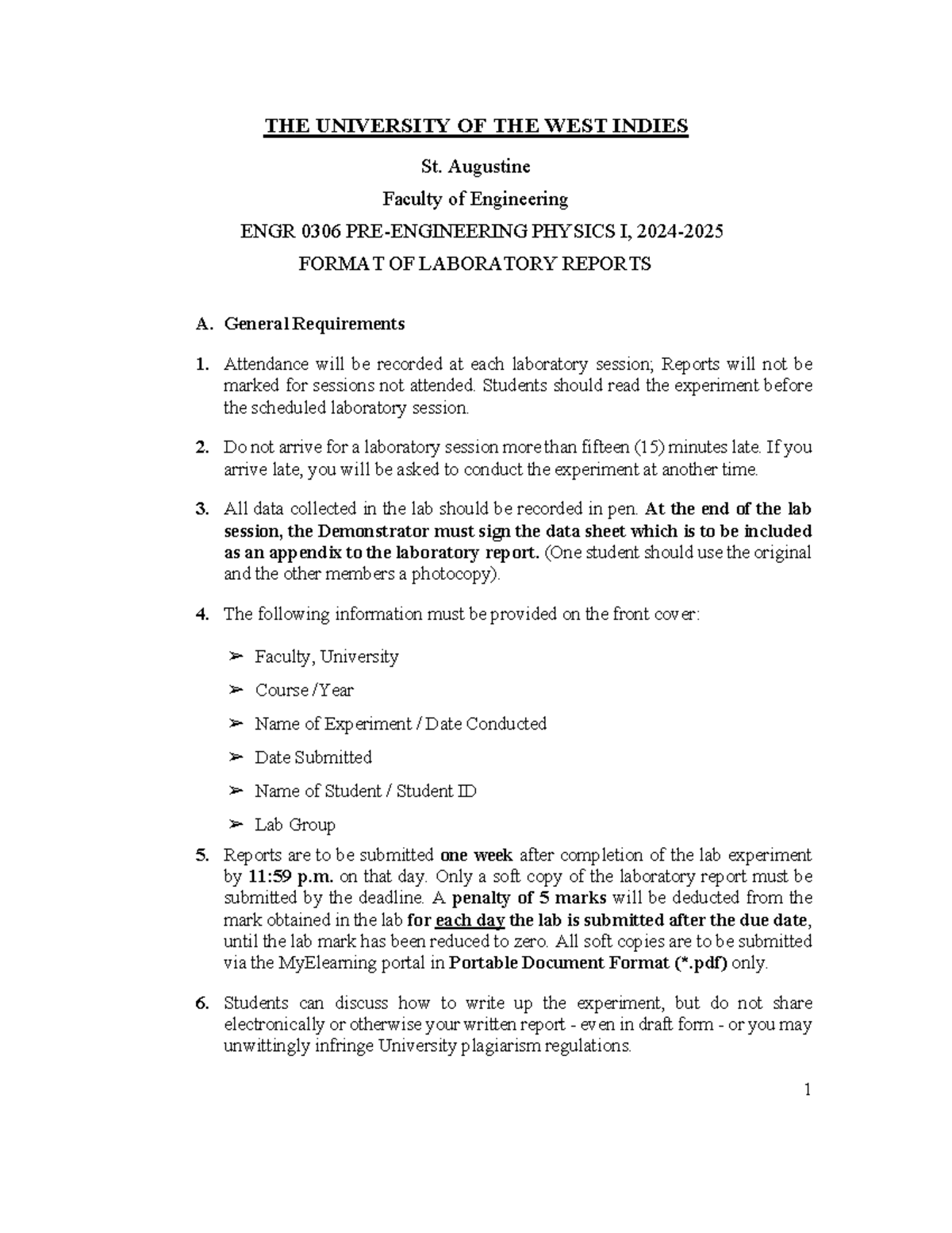 ENGR 0306 Physics I: Laboratory Report Guidelines and Format - Studocu