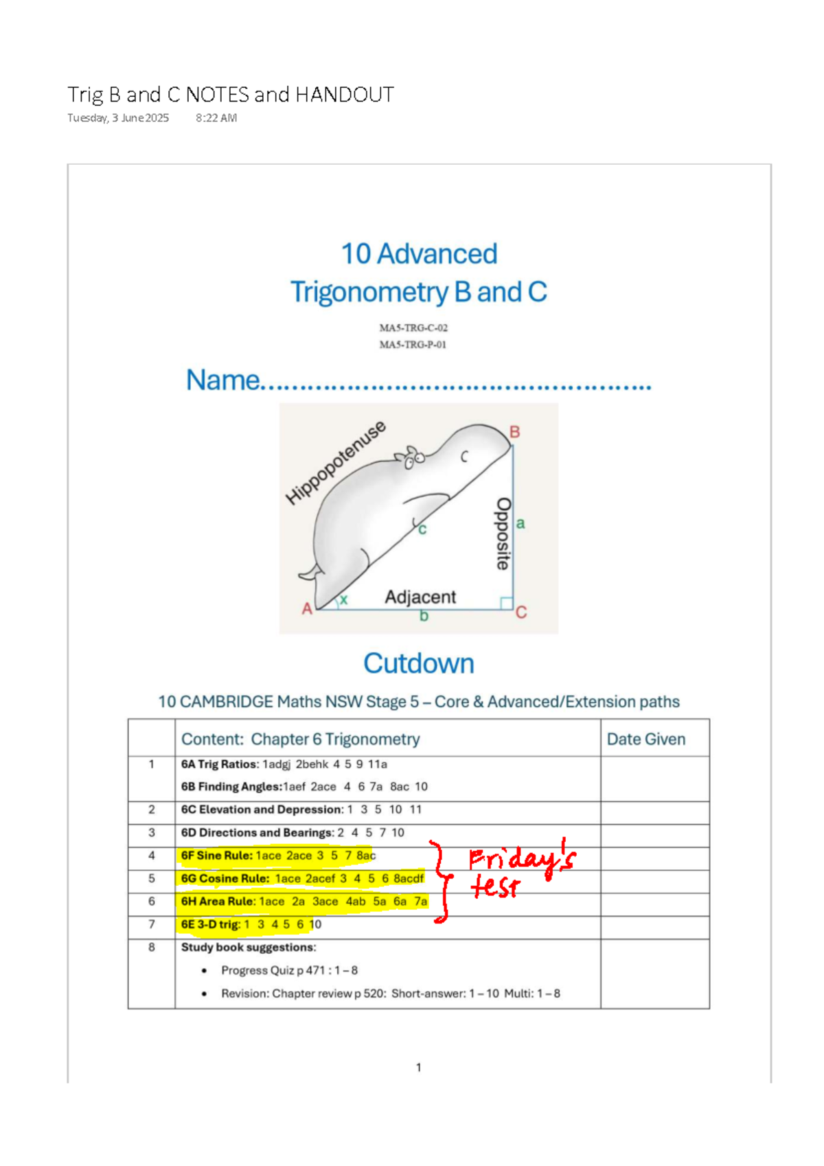 Trigonometry booklet - Trig B and C NOTES and HANDOUT Tuesday, 3 June ...