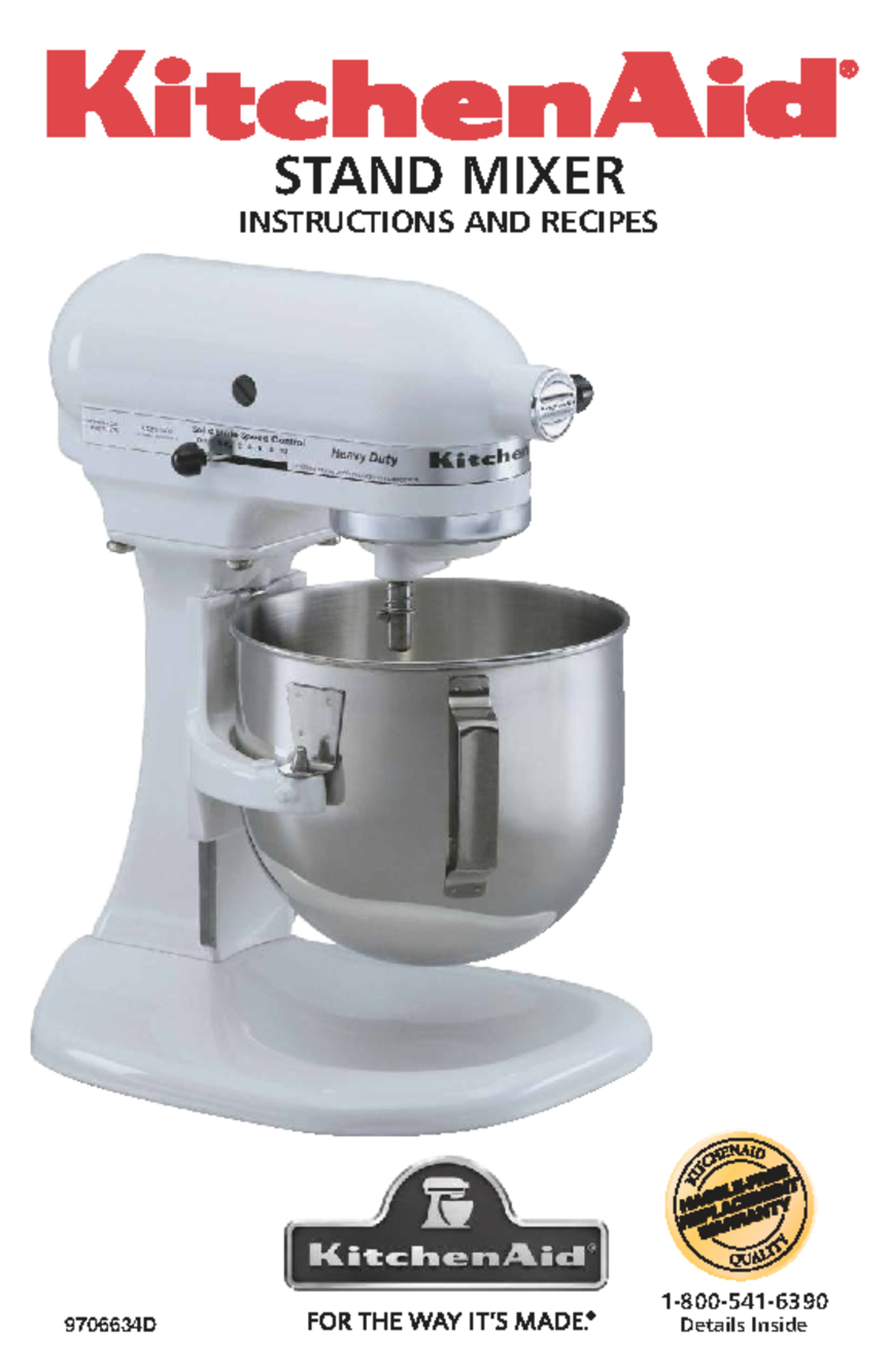 KitchenAid Stand Mixer Instructions & Recipes Manual 9706634D - Studocu