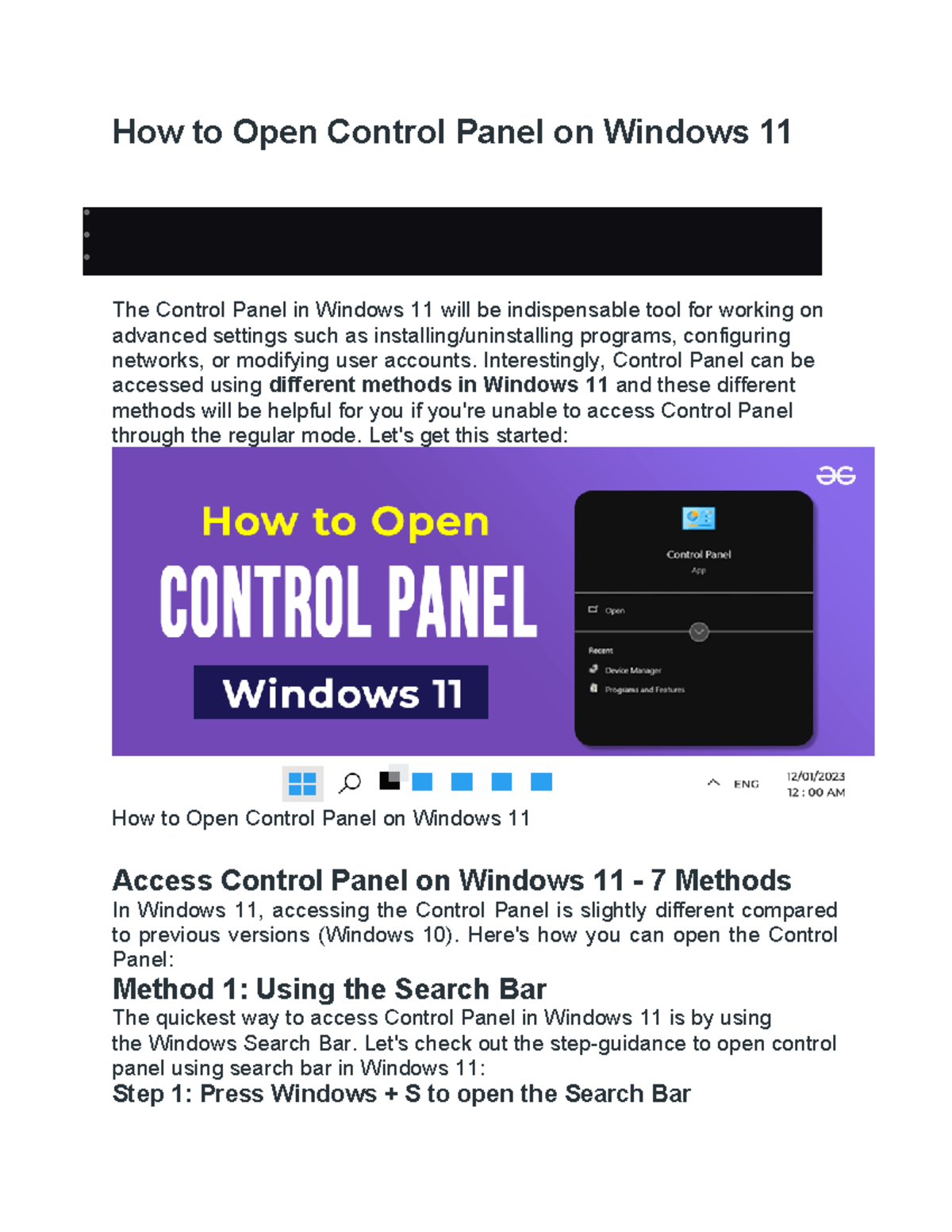 Accessing Control Panel on Windows 11: 7 Methods Explained - Studocu