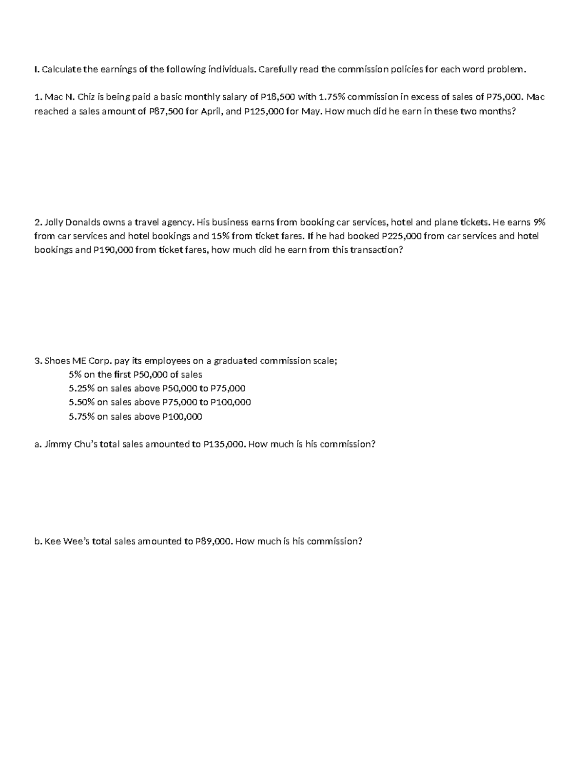 Cait Con Math - Earnings Calculation and Wage Computation Guide - Studocu