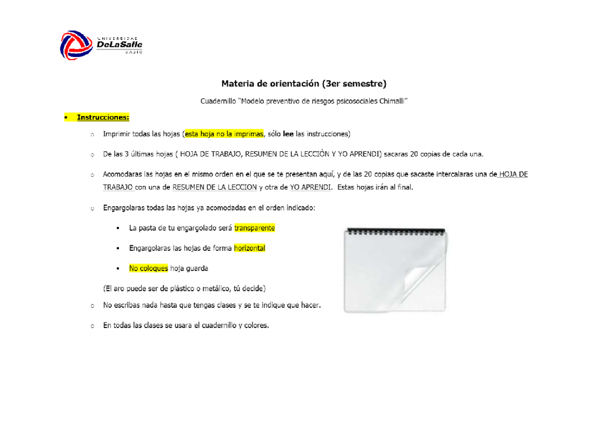 Cuadernillo “Modelo preventivo de riesgos psicosociales Chimalli ...