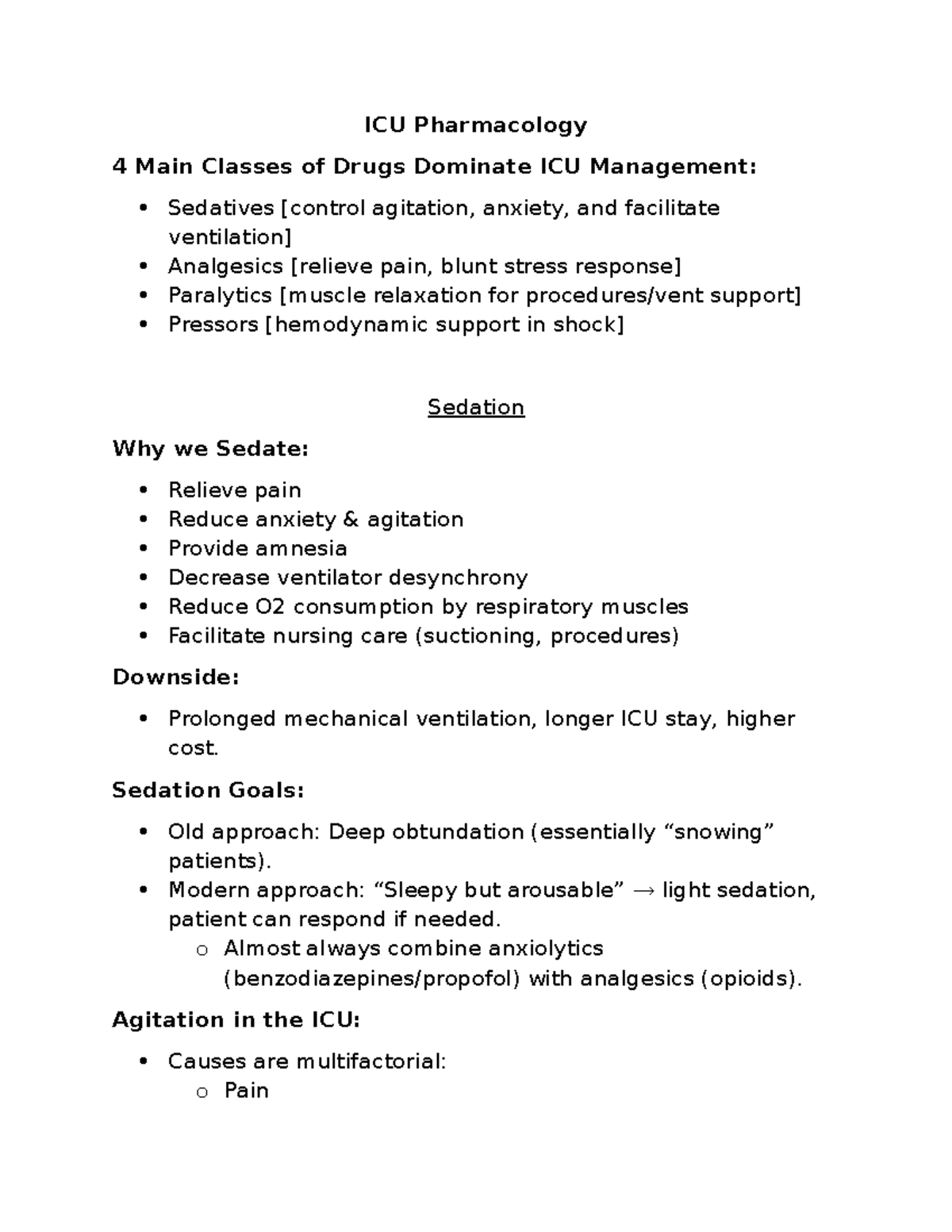 ICU Pharmacology [PP 11, Notes 11]: Key Drug Classes & Management ...