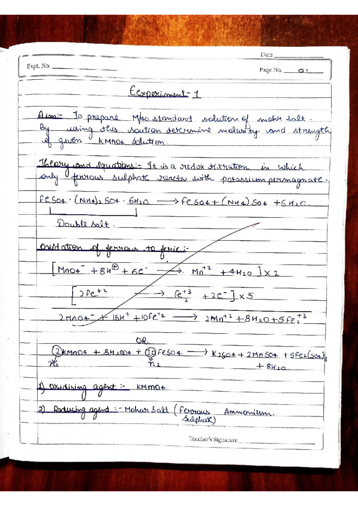 Chemistry Practical - Class 12 CBSE Project: Redox Titrations and ...