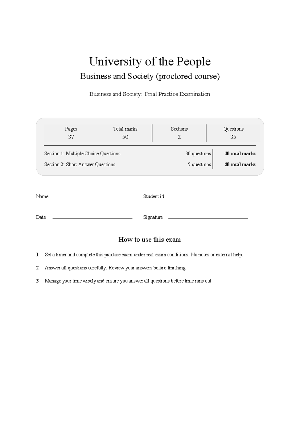 BUS 3306 Business and Society: Final Practice Exam Review 2026 - Studocu