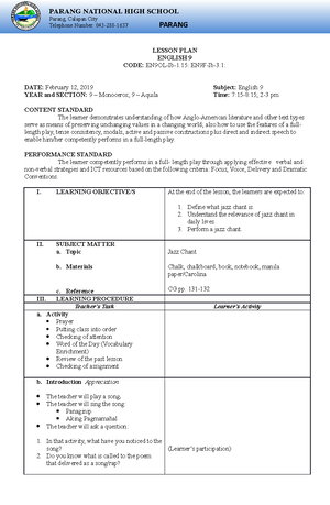 Final Demonstration - Teaching demos - DETAILED LESSON PLAN ENGLISH 9 ...