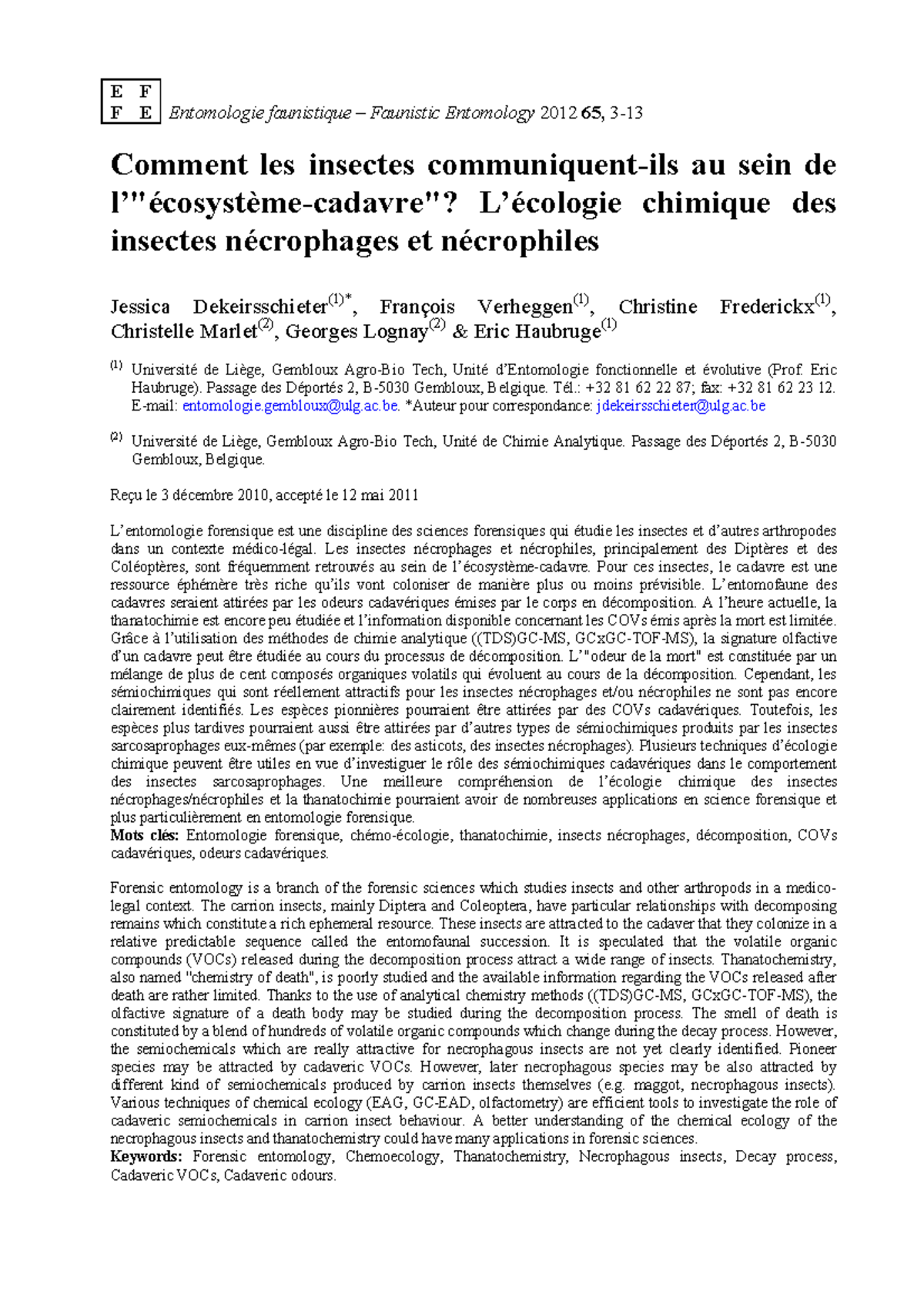 Notes de cours, cours 1-5 - Comment les insectes communiquent-ils au ...