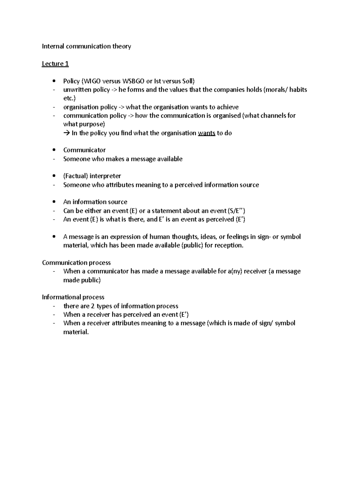 Internal Communication Theory Lecture 1: Key Concepts & Models ...